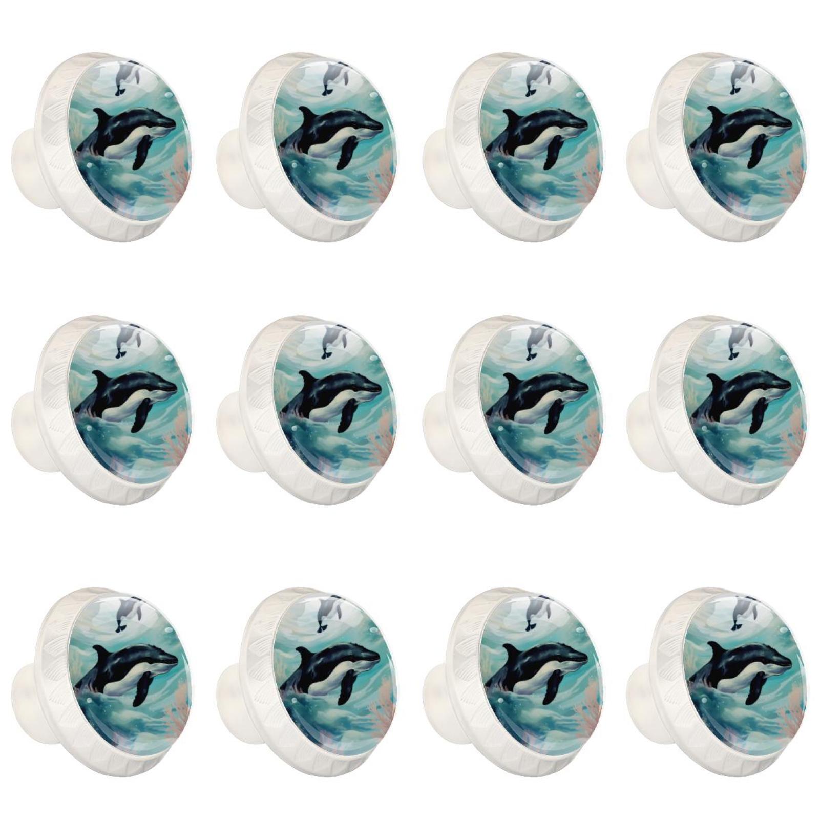 Whale Sea Ocean 12 Pcs White Round Drawer Pulls with Screws,ABS and ...