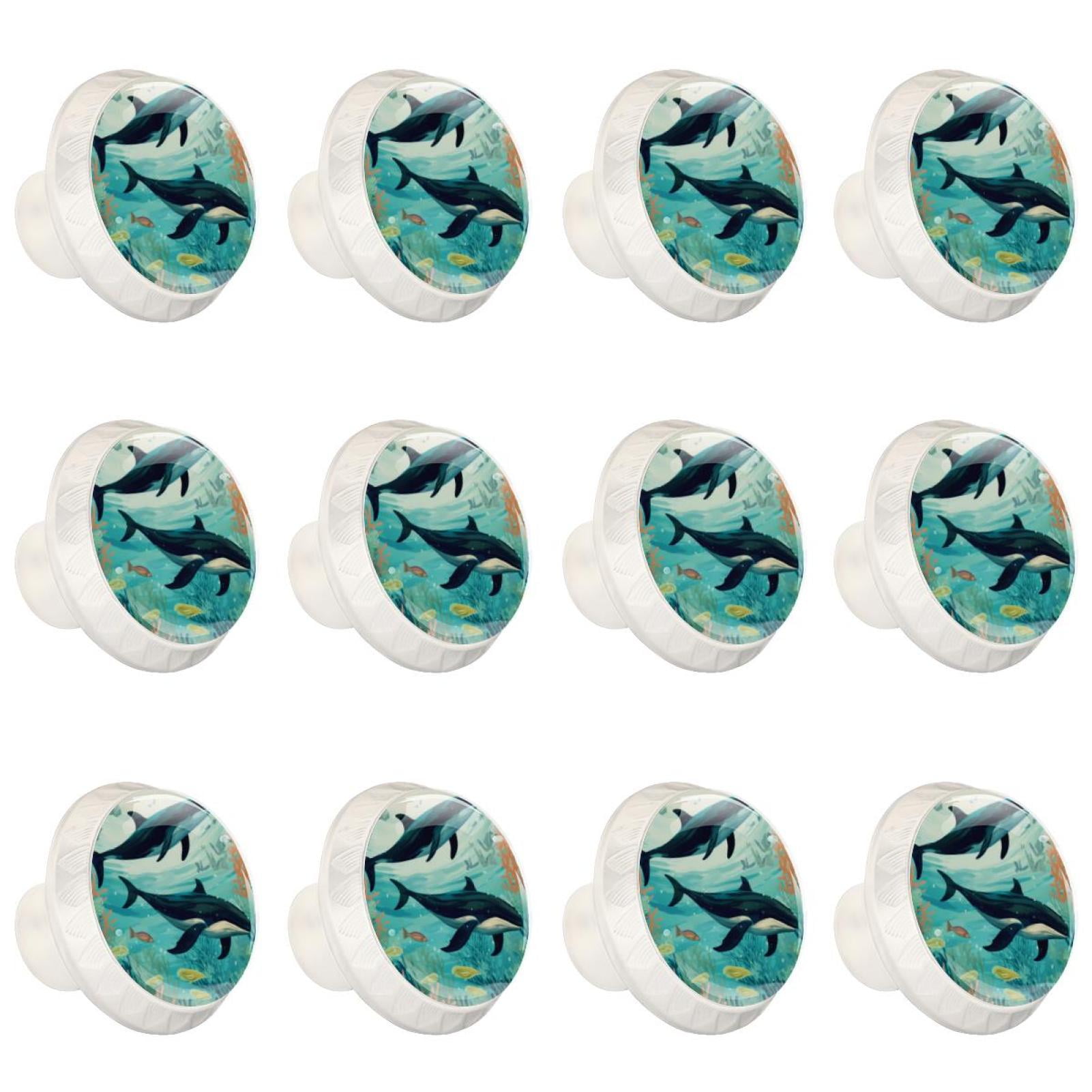 Whale Sea Ocean 12 Pcs White Round Drawer Pulls with Screws,ABS and ...