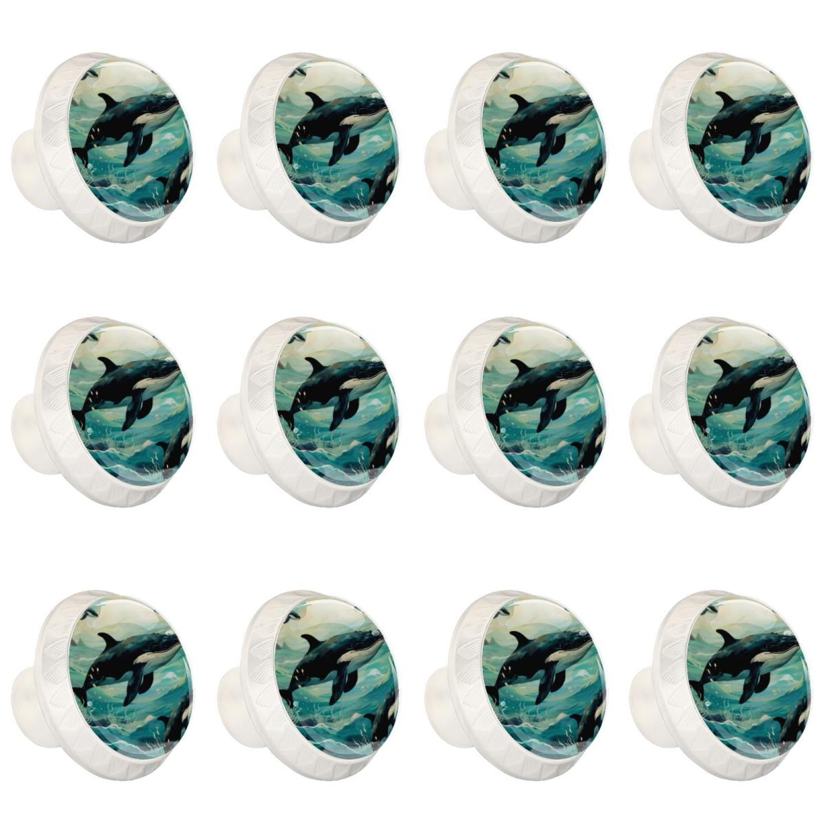 Whale Sea Ocean 12 Pcs White Round Drawer Pulls with Screws,ABS and ...