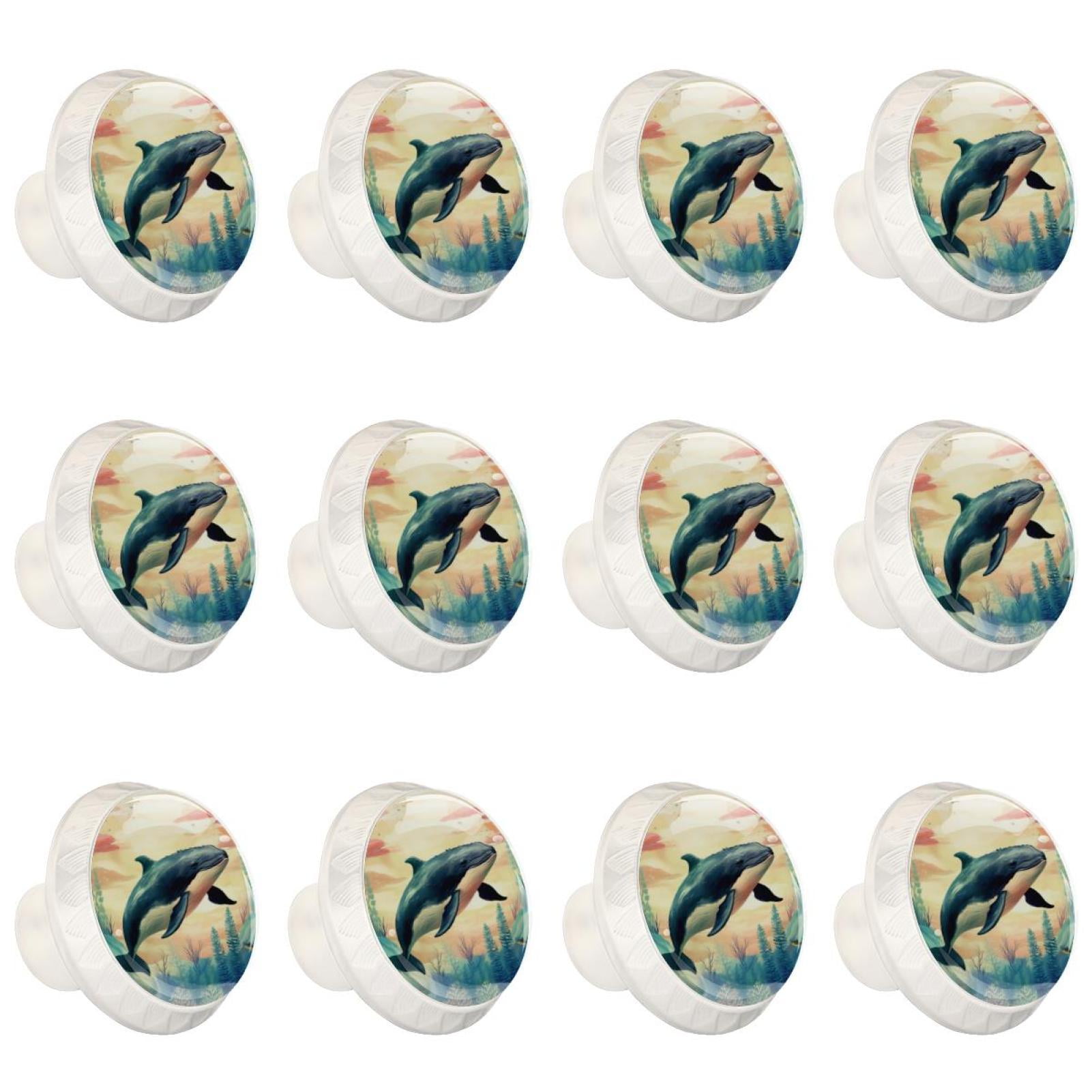 Whale Sea Ocean 12 Pcs White Round Drawer Pulls with Screws,ABS and ...