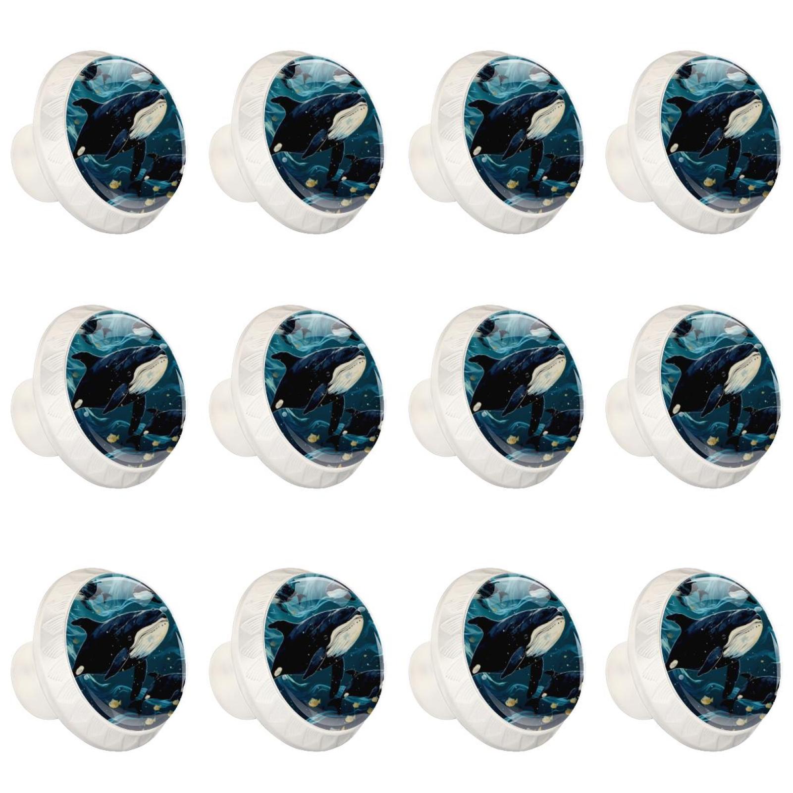 Whale Sea Ocean 12 Pcs White Round Drawer Pulls with Screws,ABS and ...