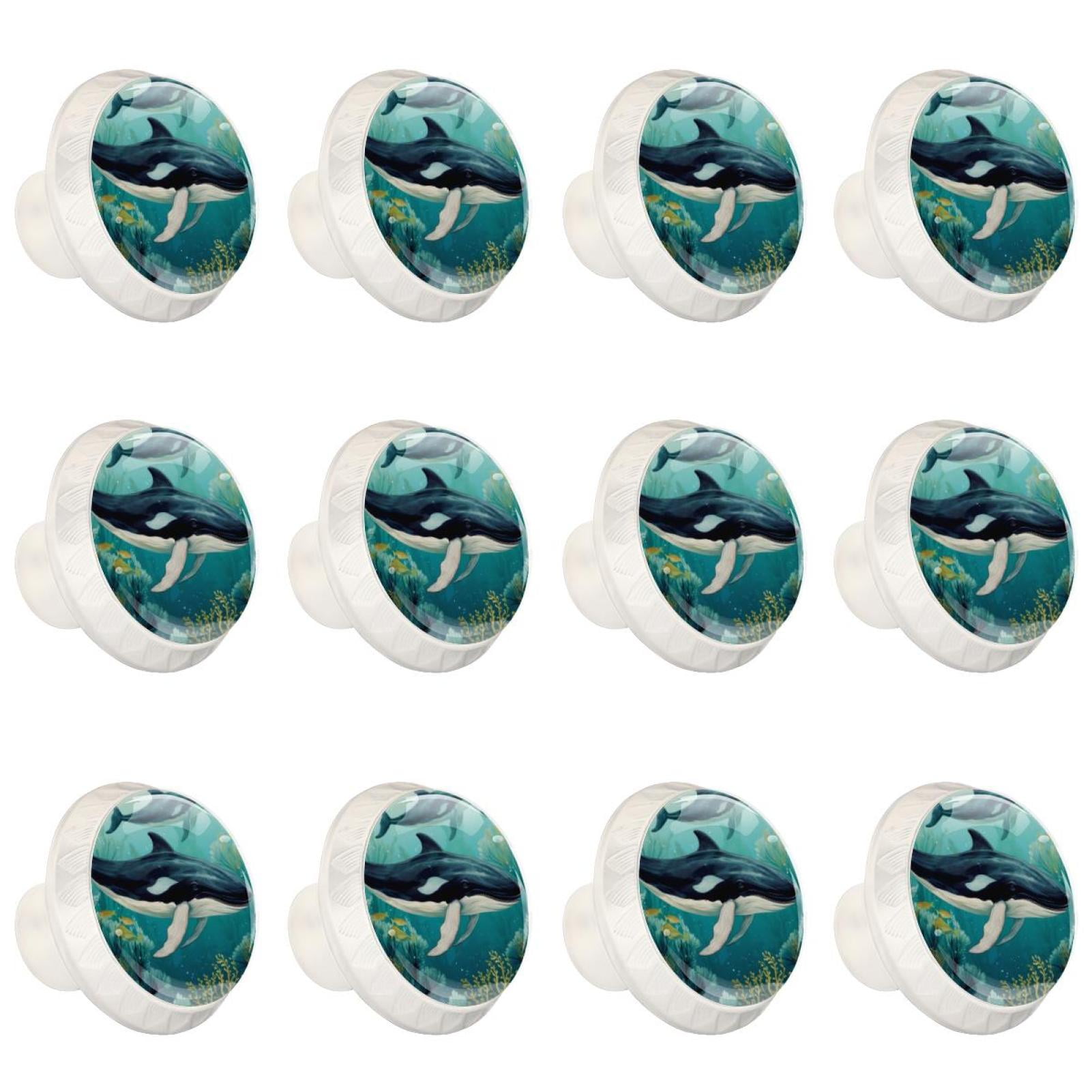 Whale Sea Ocean 12 Pcs White Round Drawer Pulls with Screws,ABS and ...