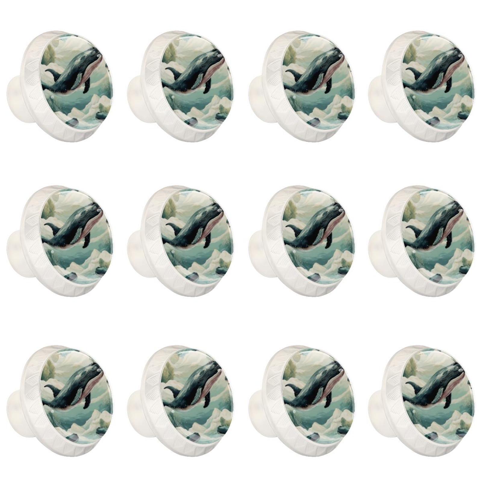 Whale Sea Ocean 12 Pcs White Round Drawer Pulls with Screws,ABS and ...