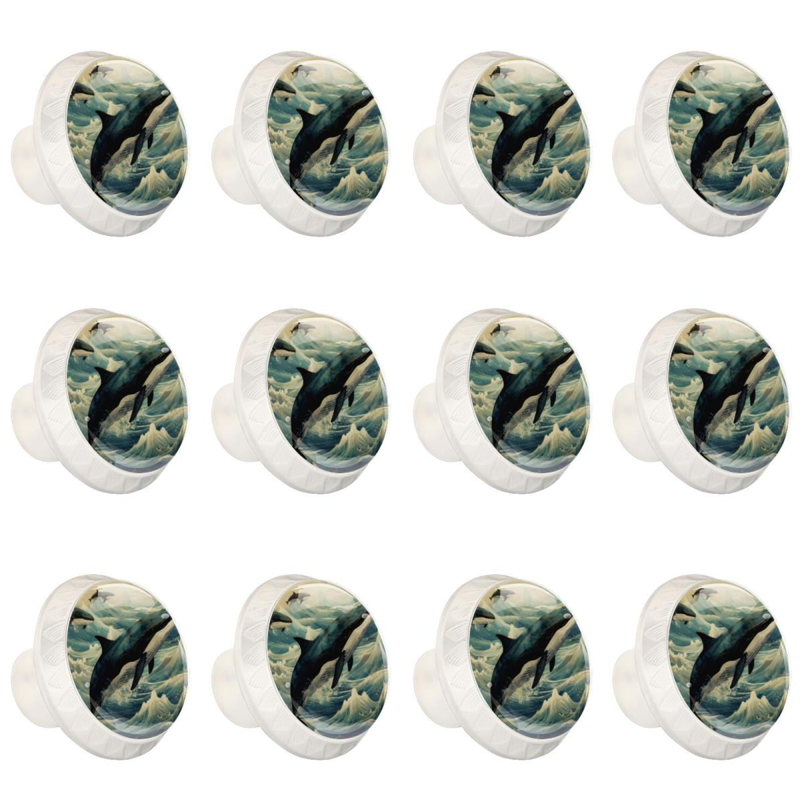 Whale Sea Ocean 12 Pcs White Round Drawer Pulls with Screws,ABS and ...