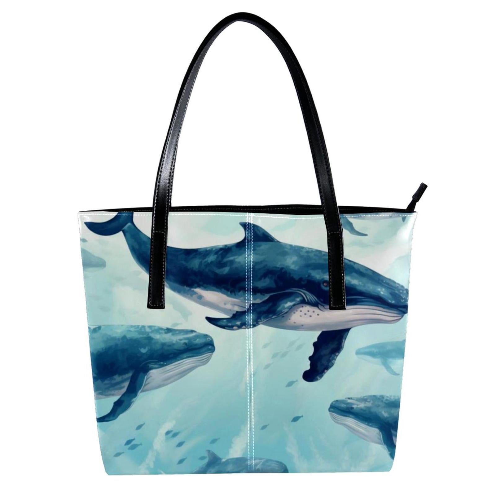 Whale Sea Ocean Leather Stitching Handbag High Quality Fashion Women ...