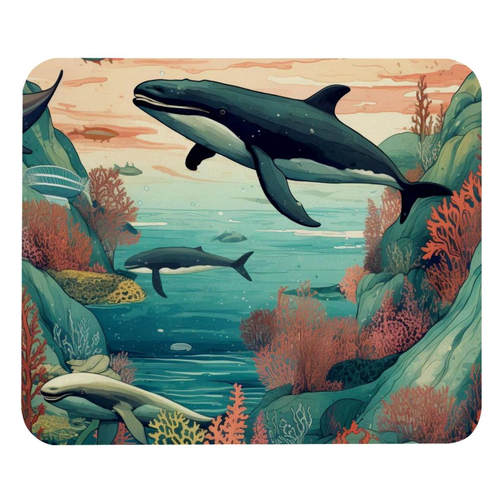 Whale Sea Ocean Non-Slip Rubber Bottom Personalized Custom Square Desk ...