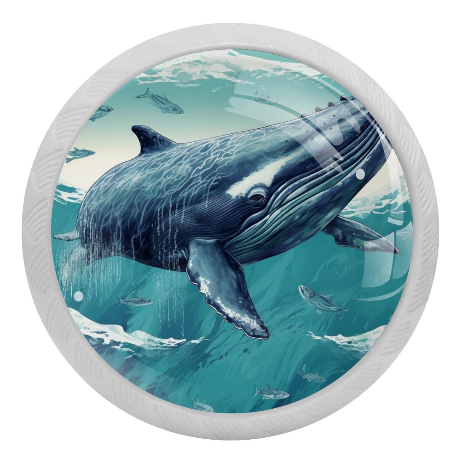 Whale Sea Ocean Pattern 4PCS Cabinet Knobs Pulls Fluorescent Drawer ...