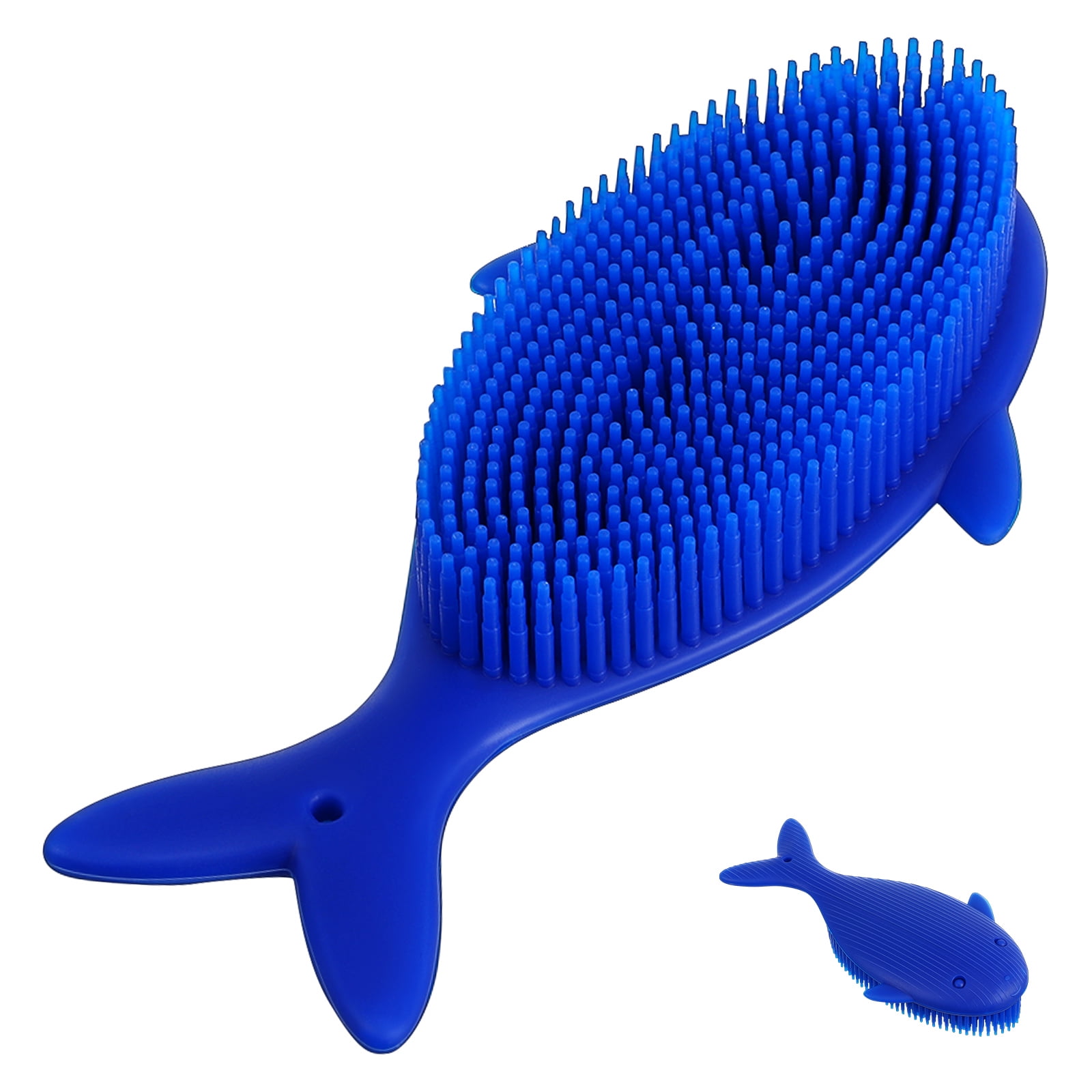 Whale Shaped Silicone Body Scrubber for Kids Blue Soft Dual Function ...