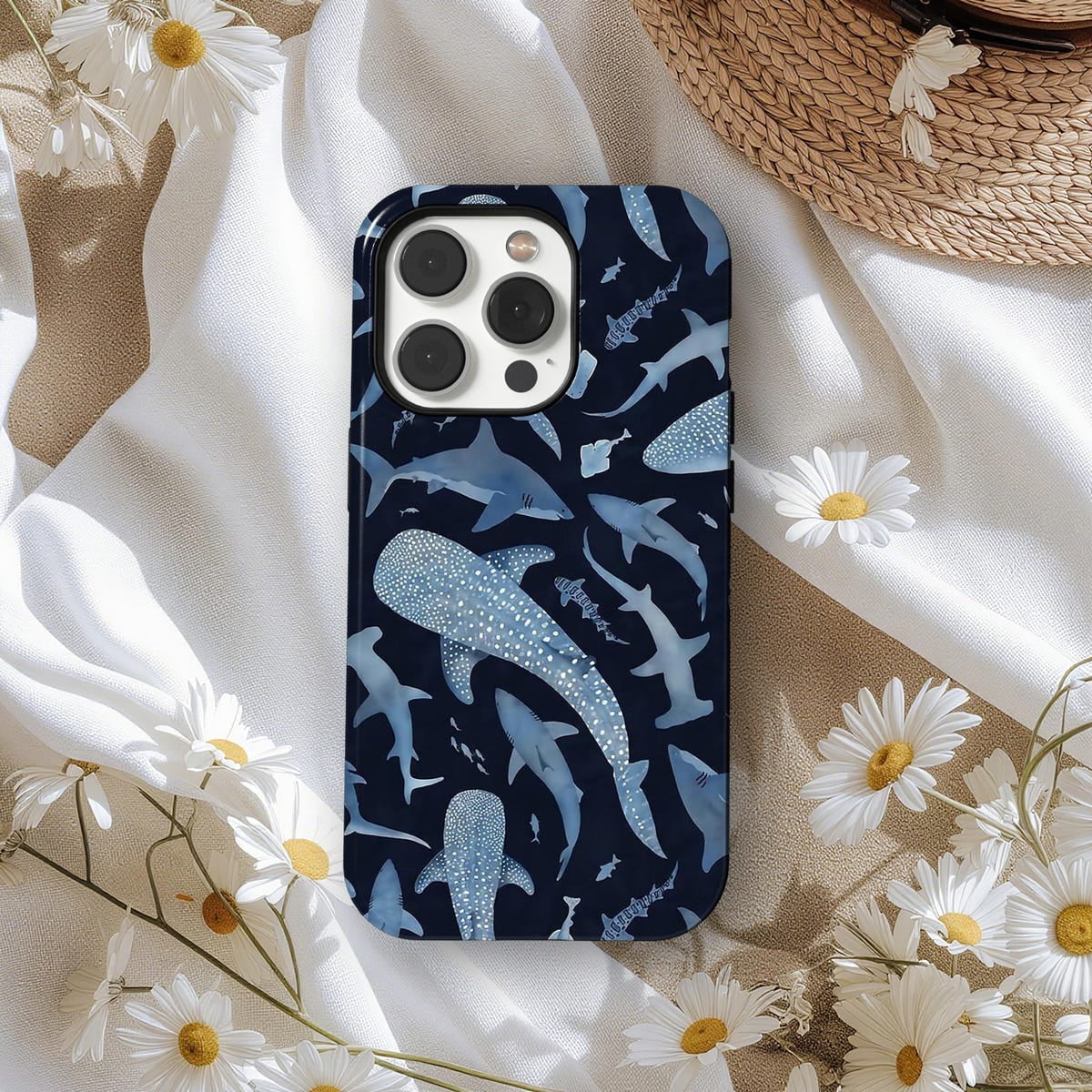 Whale Shark Coastal Marine Ocean Art Phone Case with iPhone 17 to 11 ...