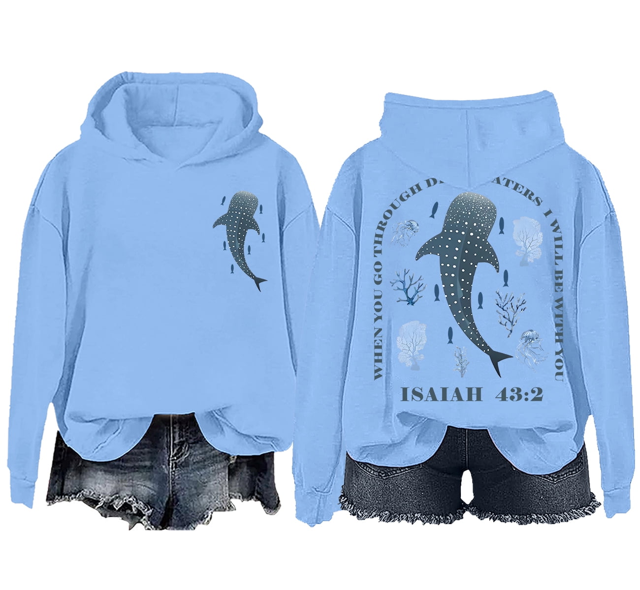 Whale Shark Hoodie When You Go Through Deep Waters Christian Isaiah 43 ...