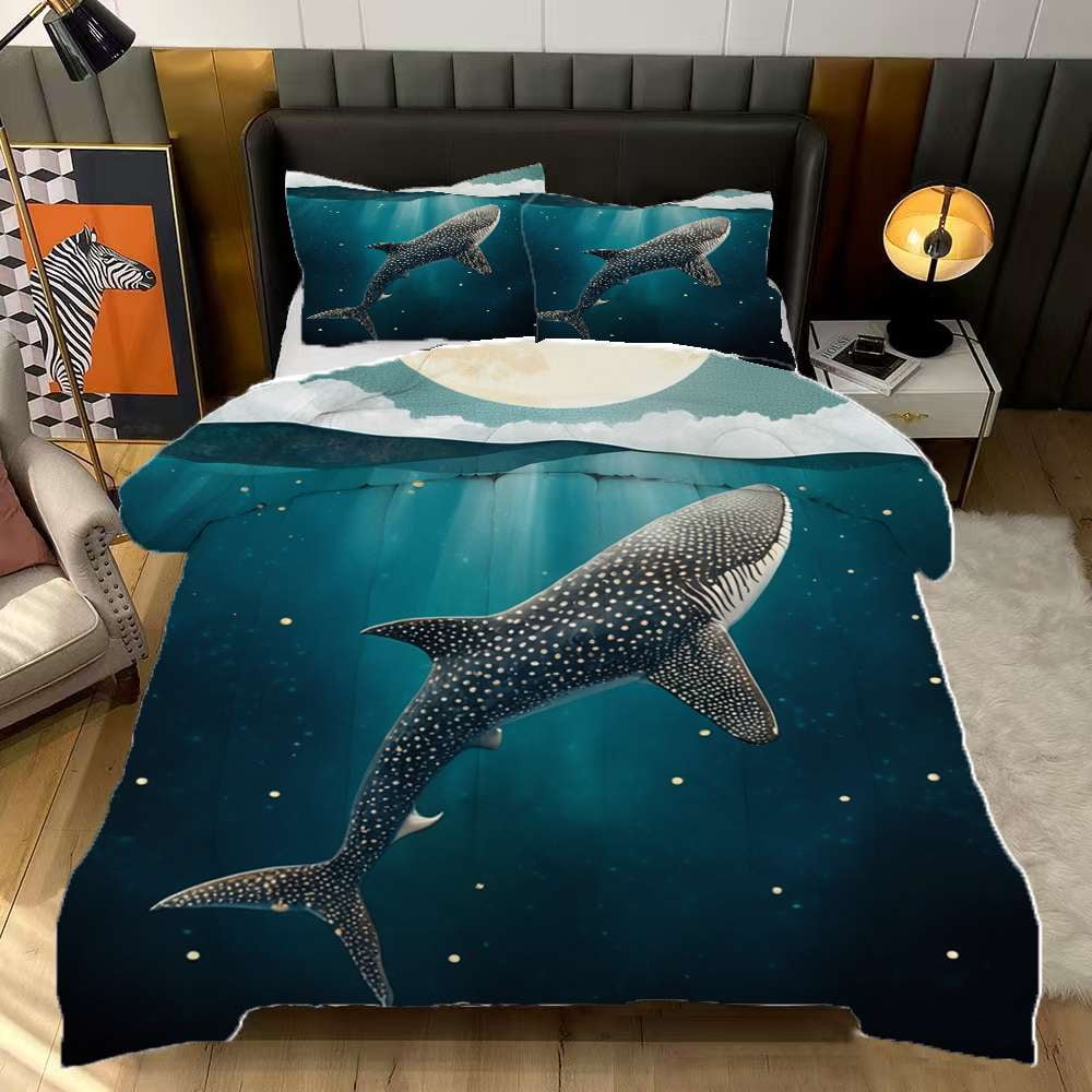 Whale Shark Ocean Depths Comforter Set Full Size Bedding Set For Travl ...