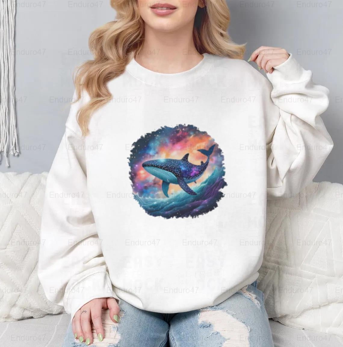 Whale Shark Sweatshirt with Dreamy Cosmic Ocean Space Scene, for men ...