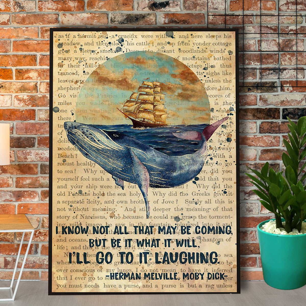 Whale Ship I'Ll Go To It Laughing Vintage Paper Poster No Frame Framed ...