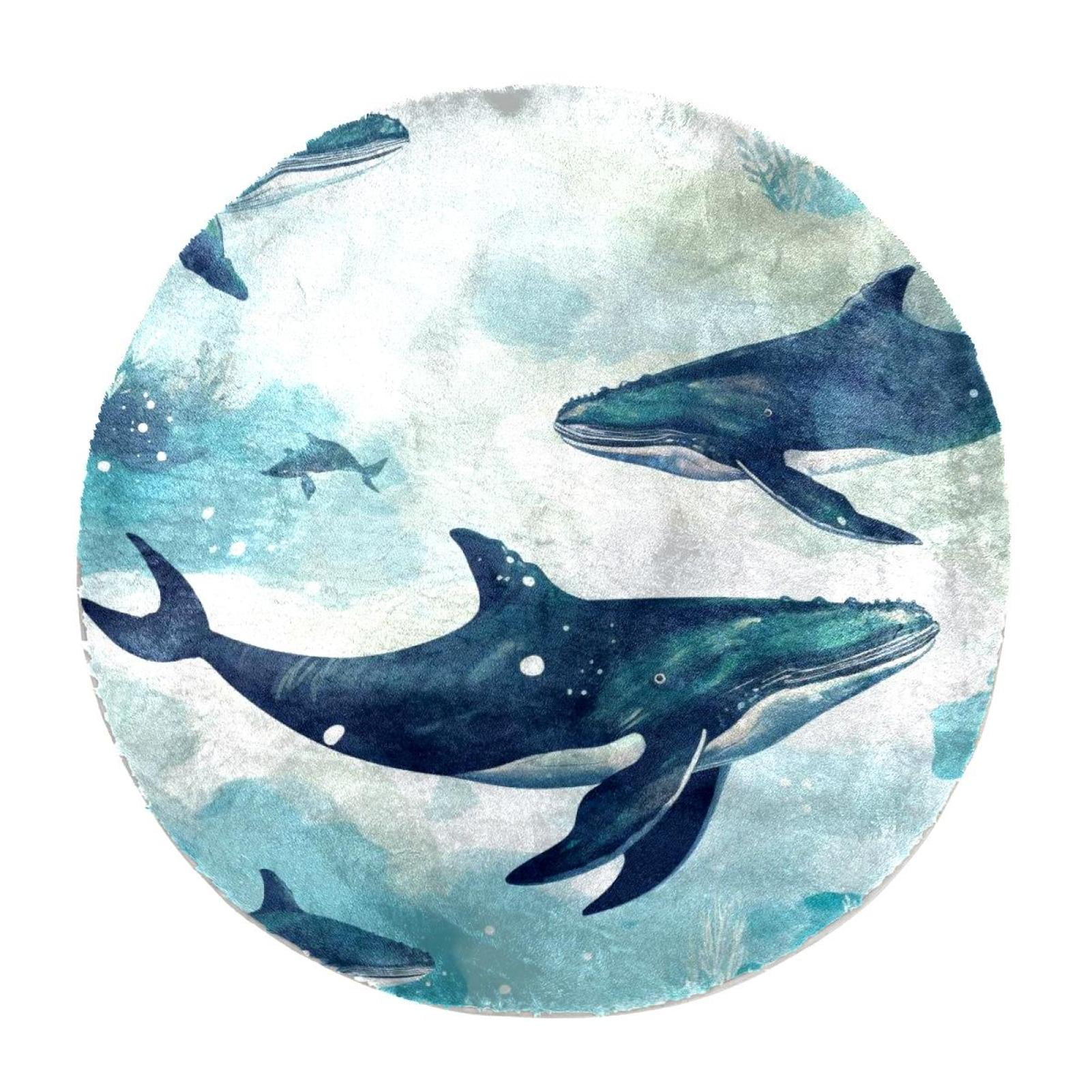 Whale Soft Round Rug, Fluffy Furry Circle Rug for Teens Kids Baby Girls ...