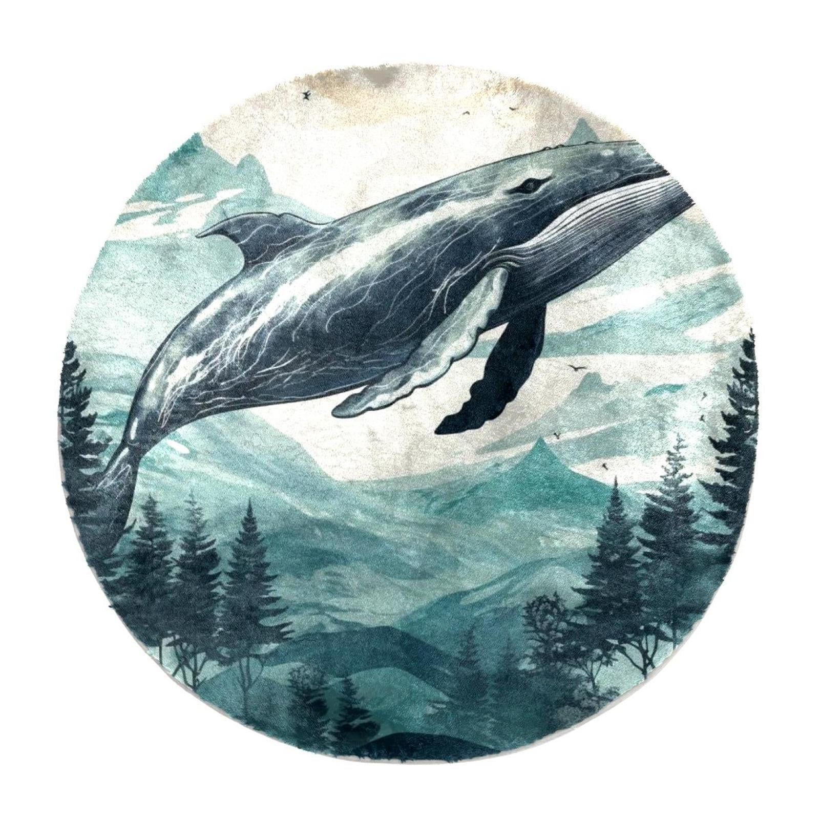 Whale Soft Round Rug, Fluffy Furry Circle Rug for Teens Kids Baby Girls ...