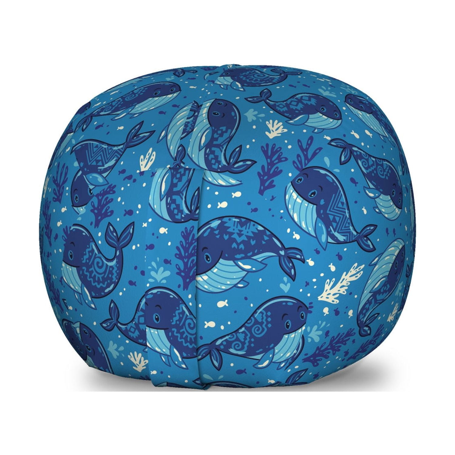 Whale Storage Toy Bag Chair, Aquatic Background with Fish and Seaweed ...