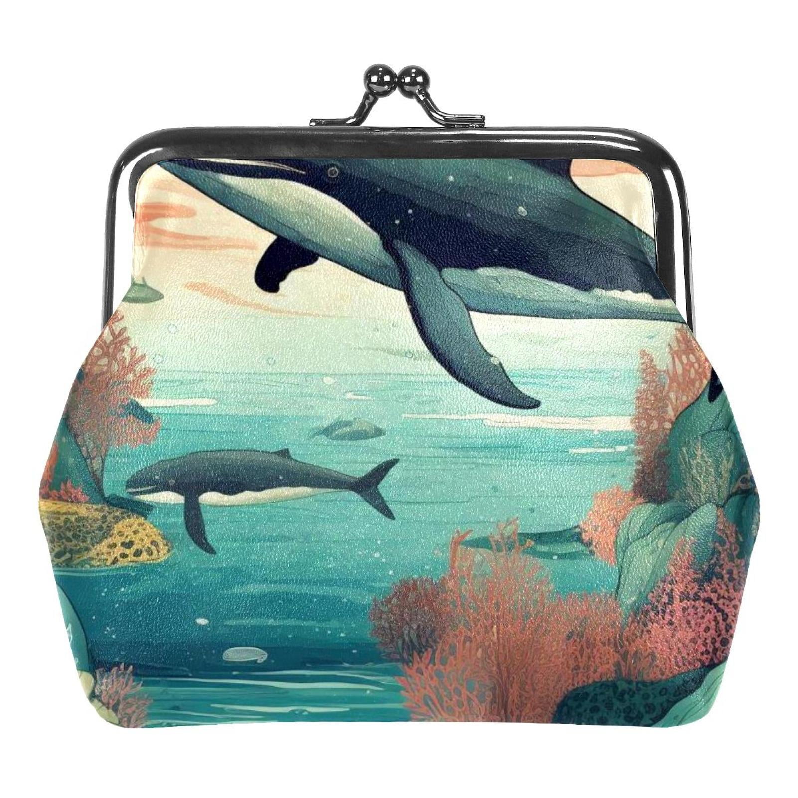 Whale Stylish Coin Purse with 0.7 Microfiber and Zinc Alloy Jaws - 4 ...