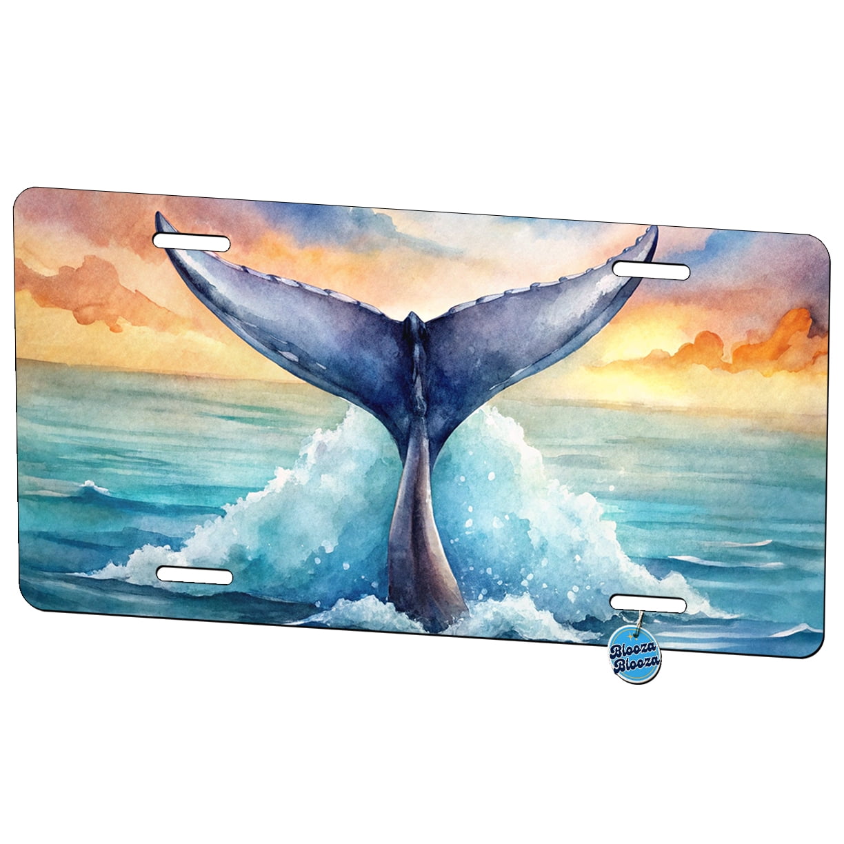 Whale Tail Ocean Watercolor Metal Novelty License Plate - Walmart.com