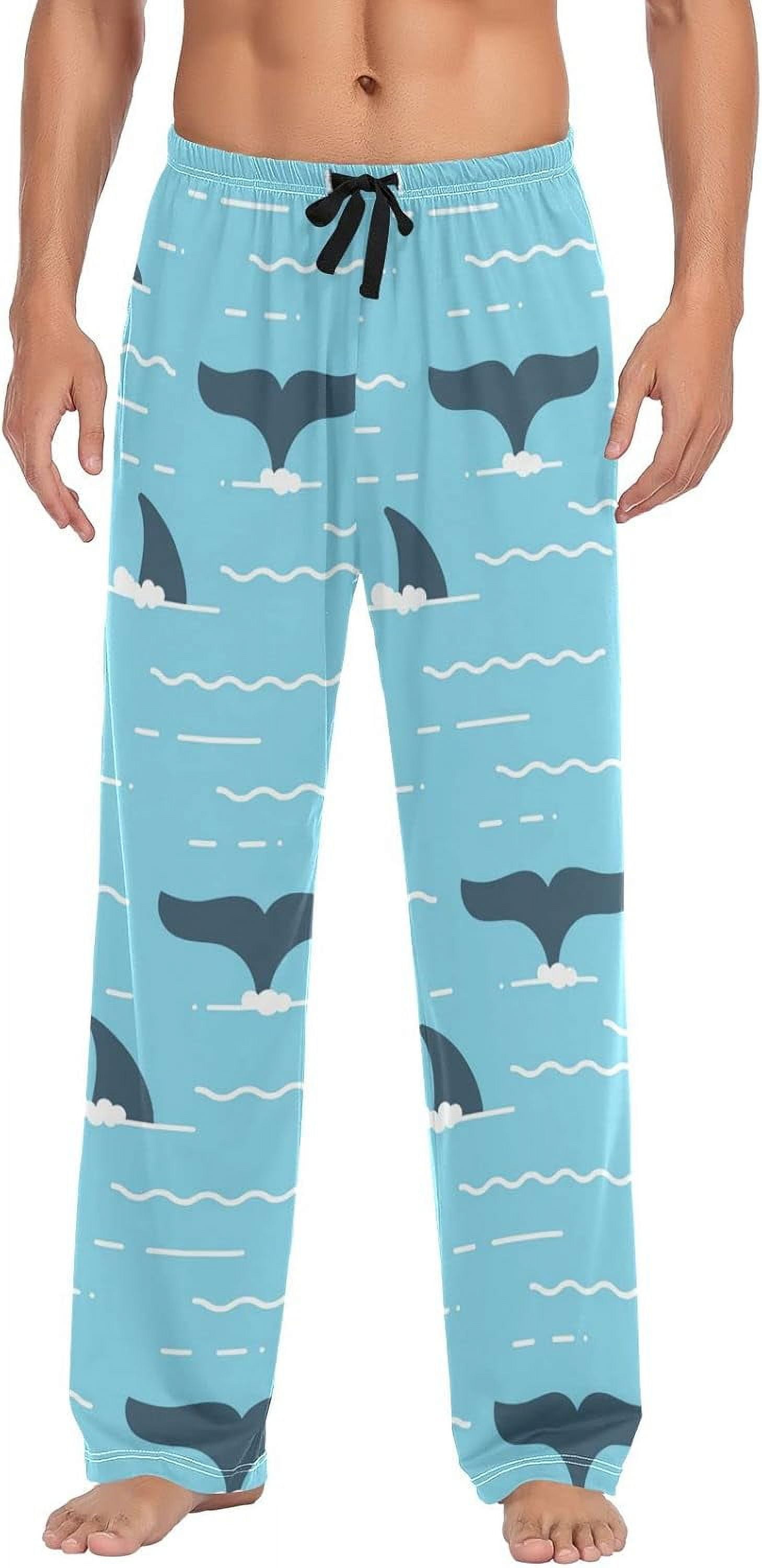 Whale Tail Ocean Wave Pattern Mens Pajama Pants Sleepwear Lounge Men's ...