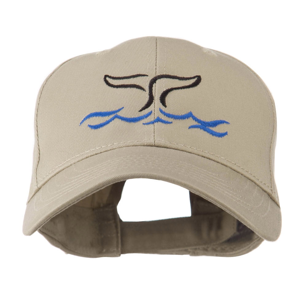 Whale Tail Outline Embroidered Cap - Khaki OSFM - Walmart.com