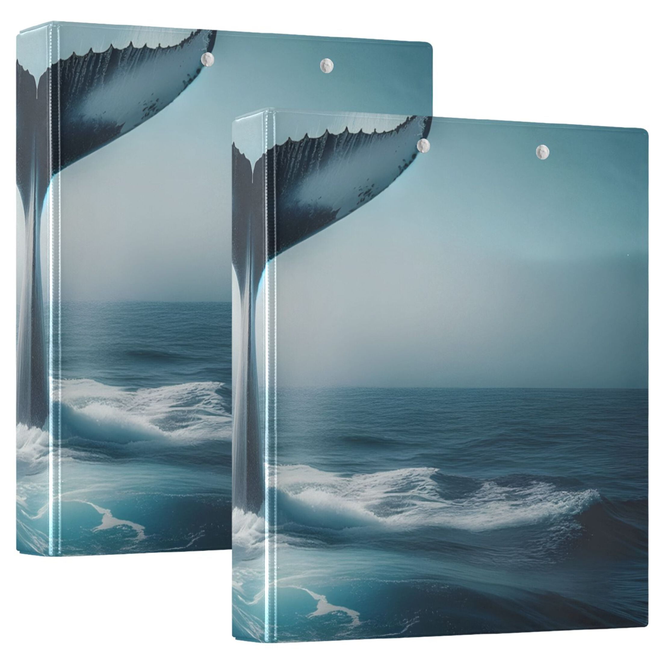 Whale Tail Sea 3 Ring Binders 1.5 inch Hardcover File Folders with Interior Pockets A4 Size ...