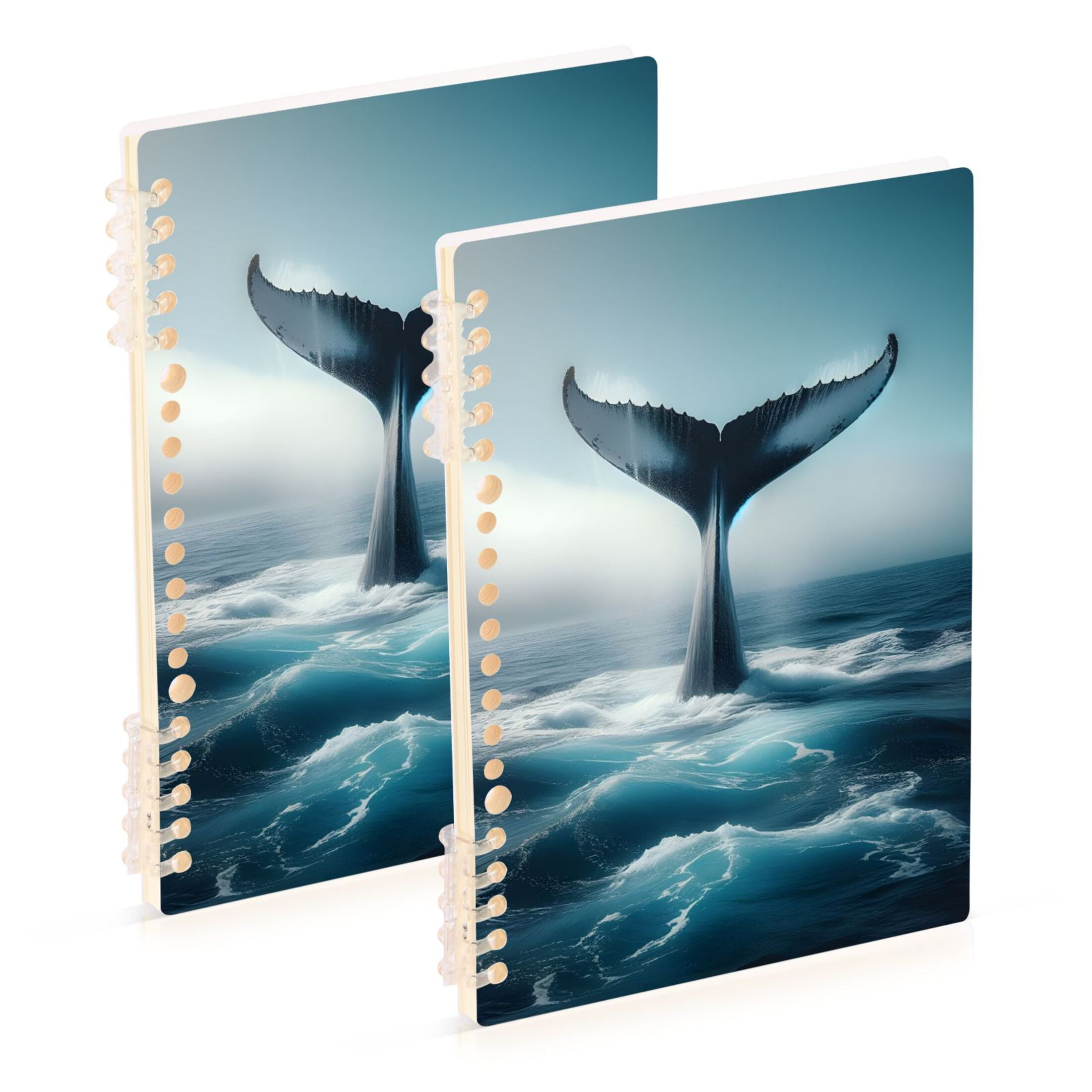 Whale Tail Sea Ring Binder Notebook Journey Note Diary College Ruled ...