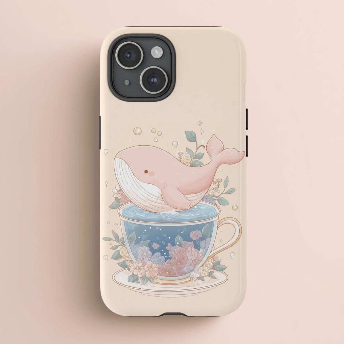 Whale Teacup Glow Phone Case Cute Pastel Ocean Art for iPhone 17 ...