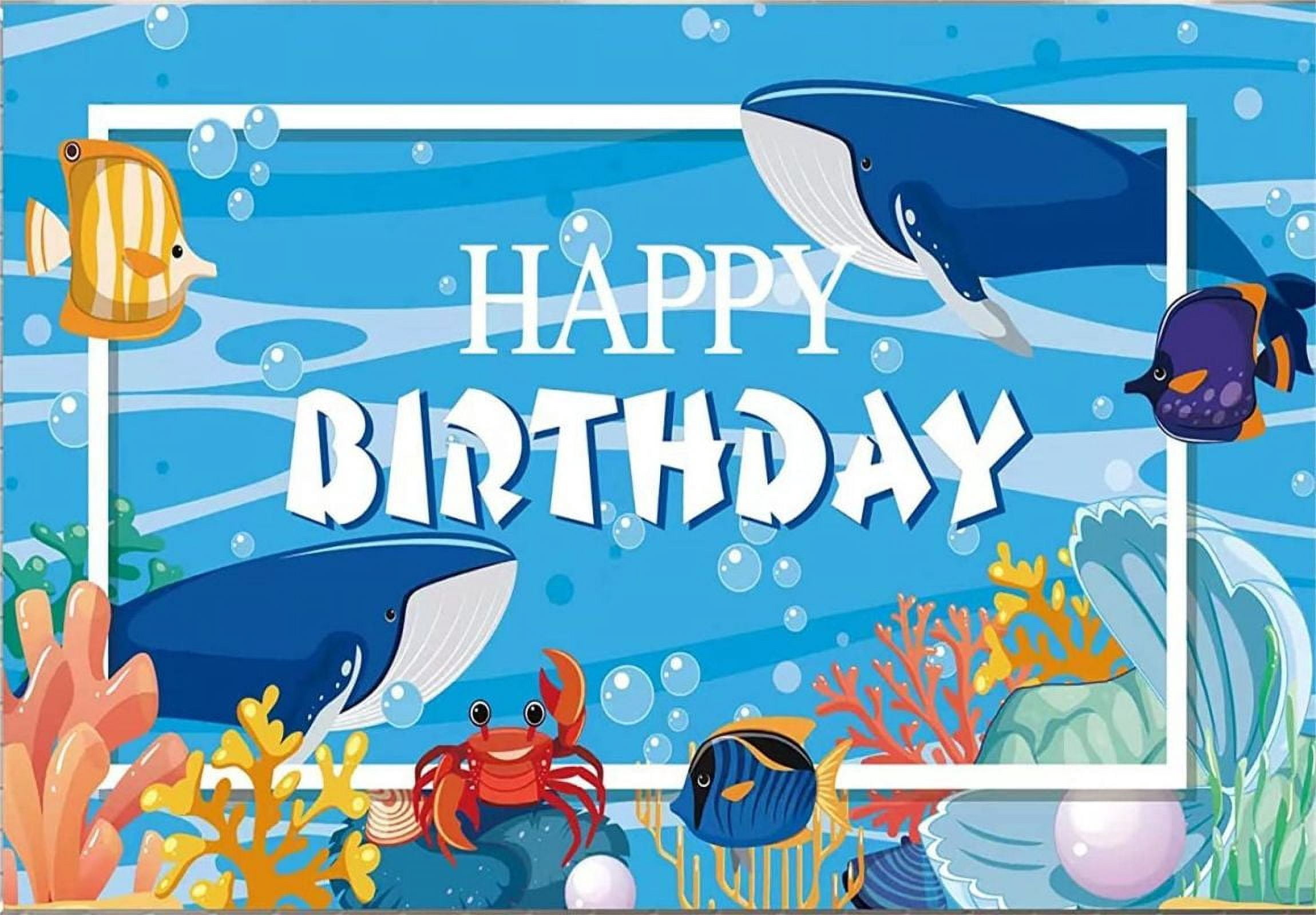 Whale Under The Sea Ocean Crab Blue l Birthday ration Background Boy ...