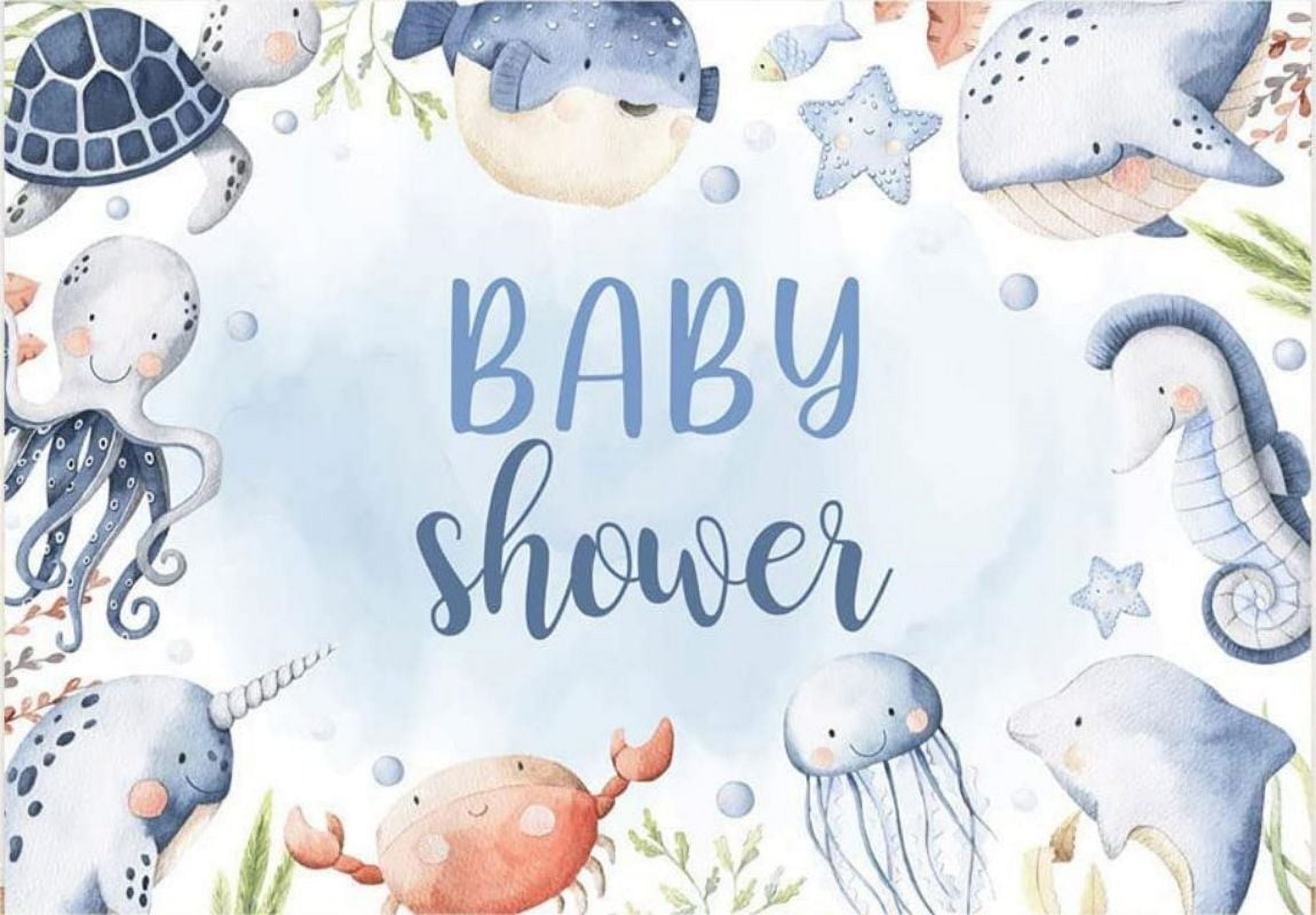 Whale Under The Sea Ocean Crab Blue l Birthday ration Background Boy ...