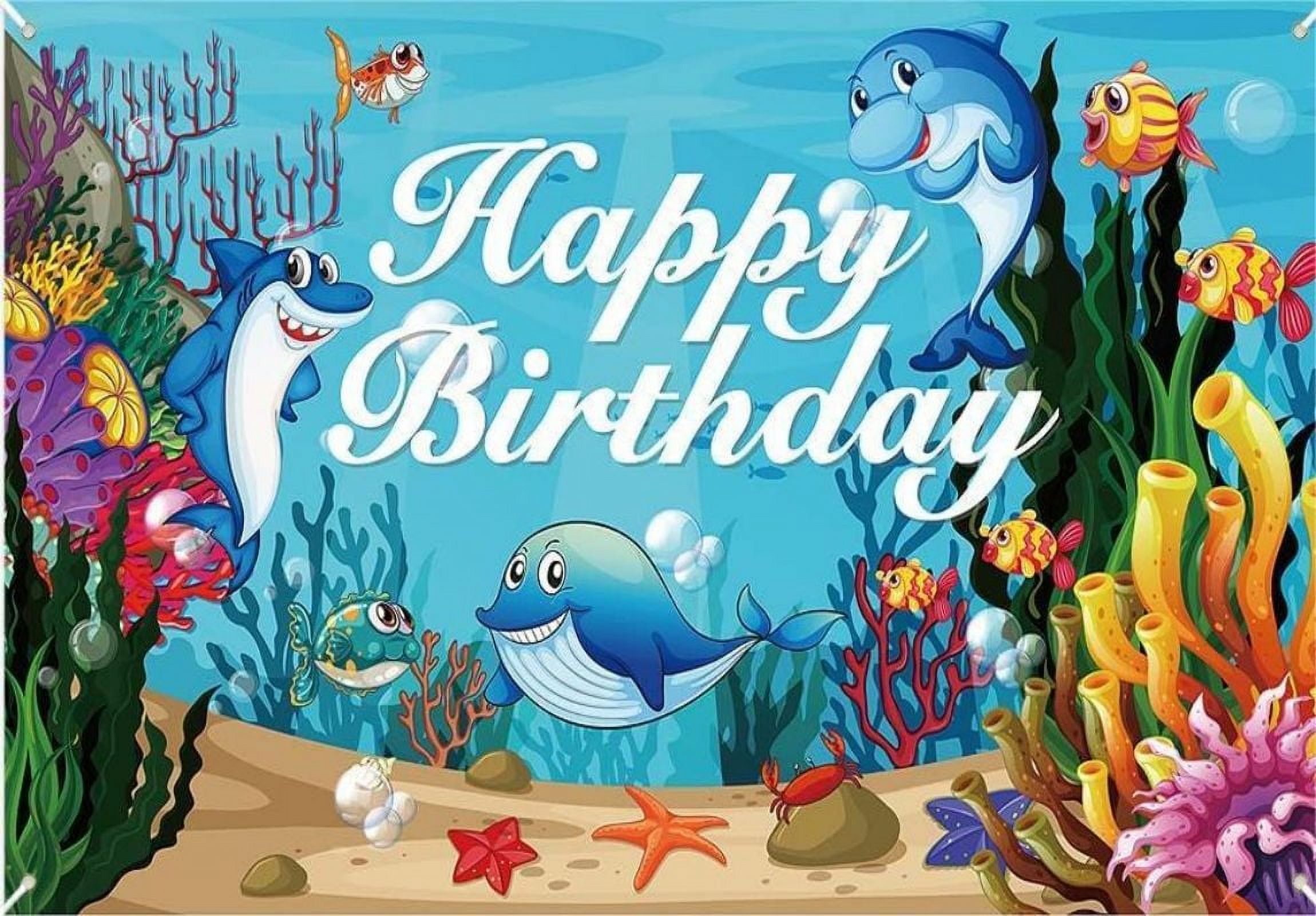 Whale Under The Sea Ocean Crab Blue l Birthday ration Background Boy ...