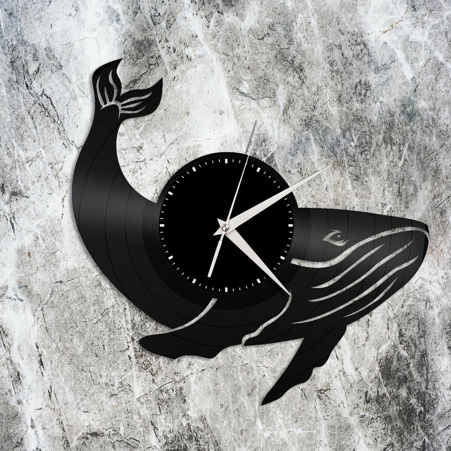 Whale Vinyl Wall Clock Unique Gift for Animal Lovers Home Kids Room ...