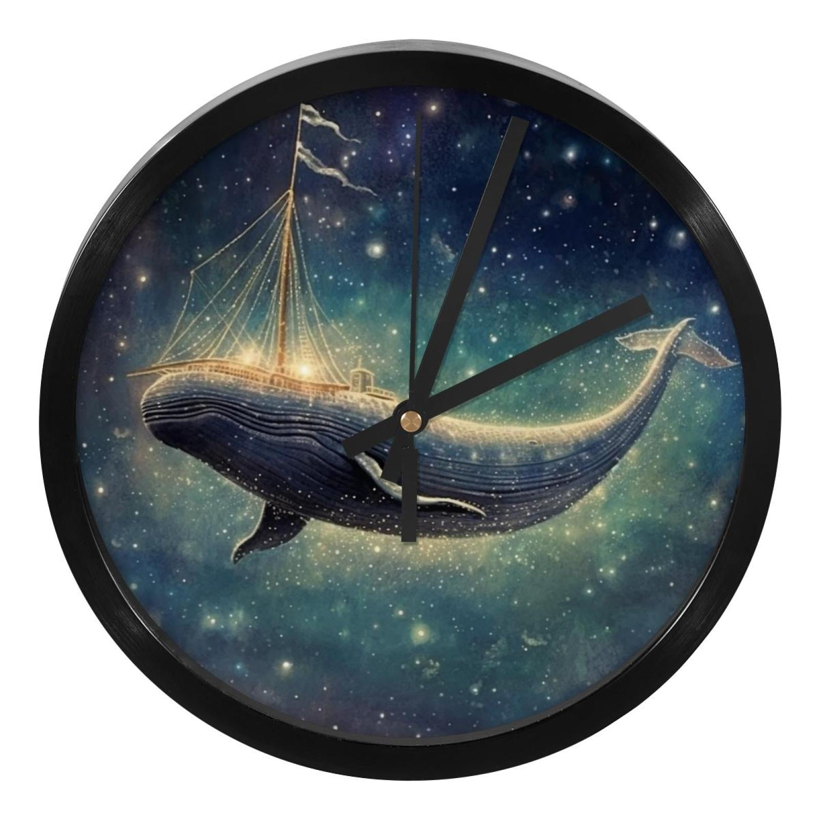 Whale Wall Clock, 9.8 Inches, Silent, Not Ticking, Round Digital Clock ...