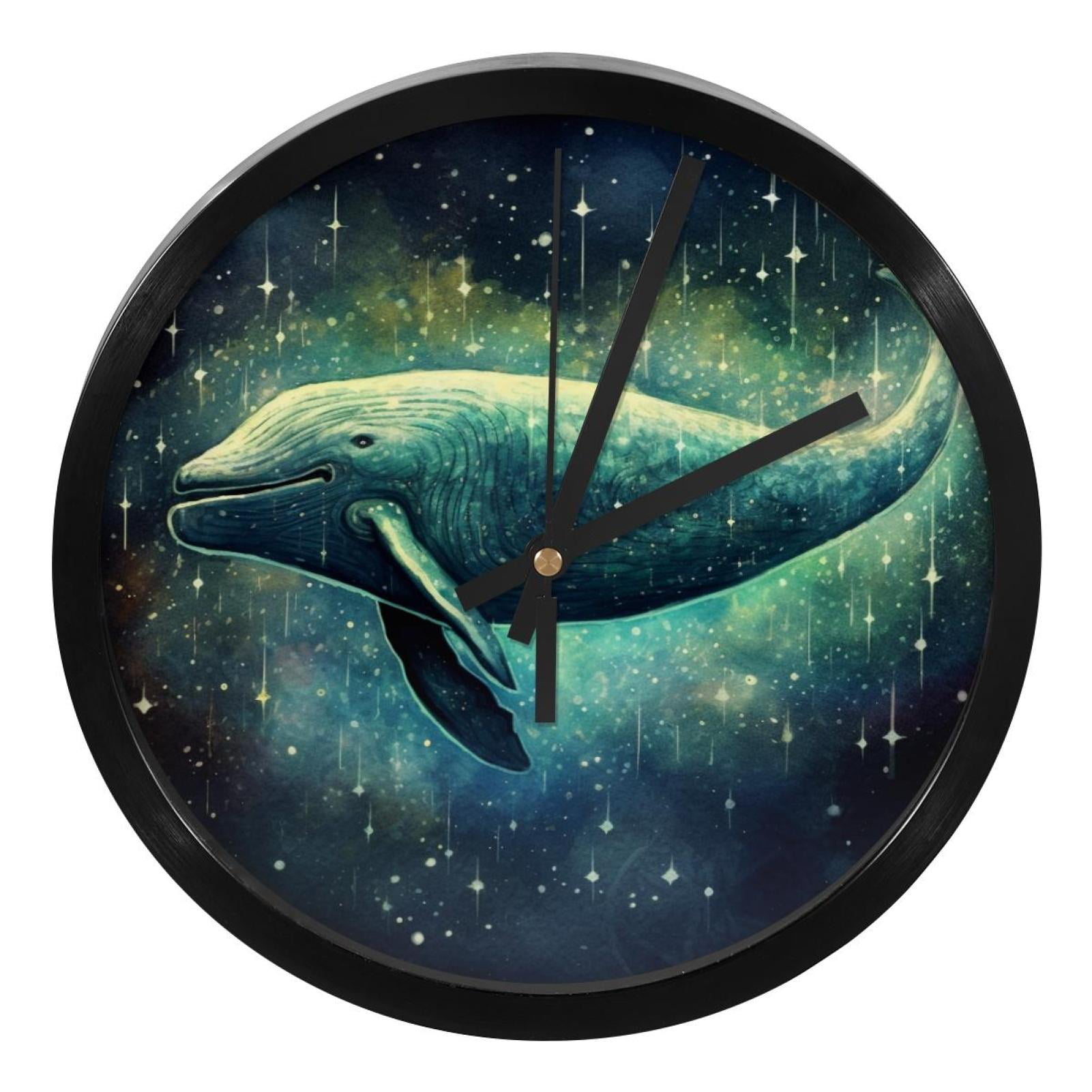 Whale Wall Clock, 9.8 Inches, Silent, Not Ticking, Round Digital Clock ...