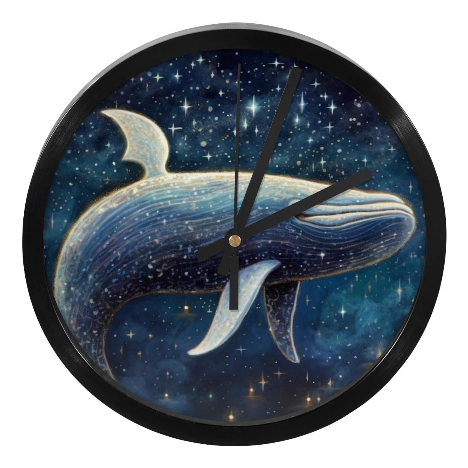 Whale Wall Clock, 9.8 Inches, Silent, Not Ticking, Round Digital Clock ...