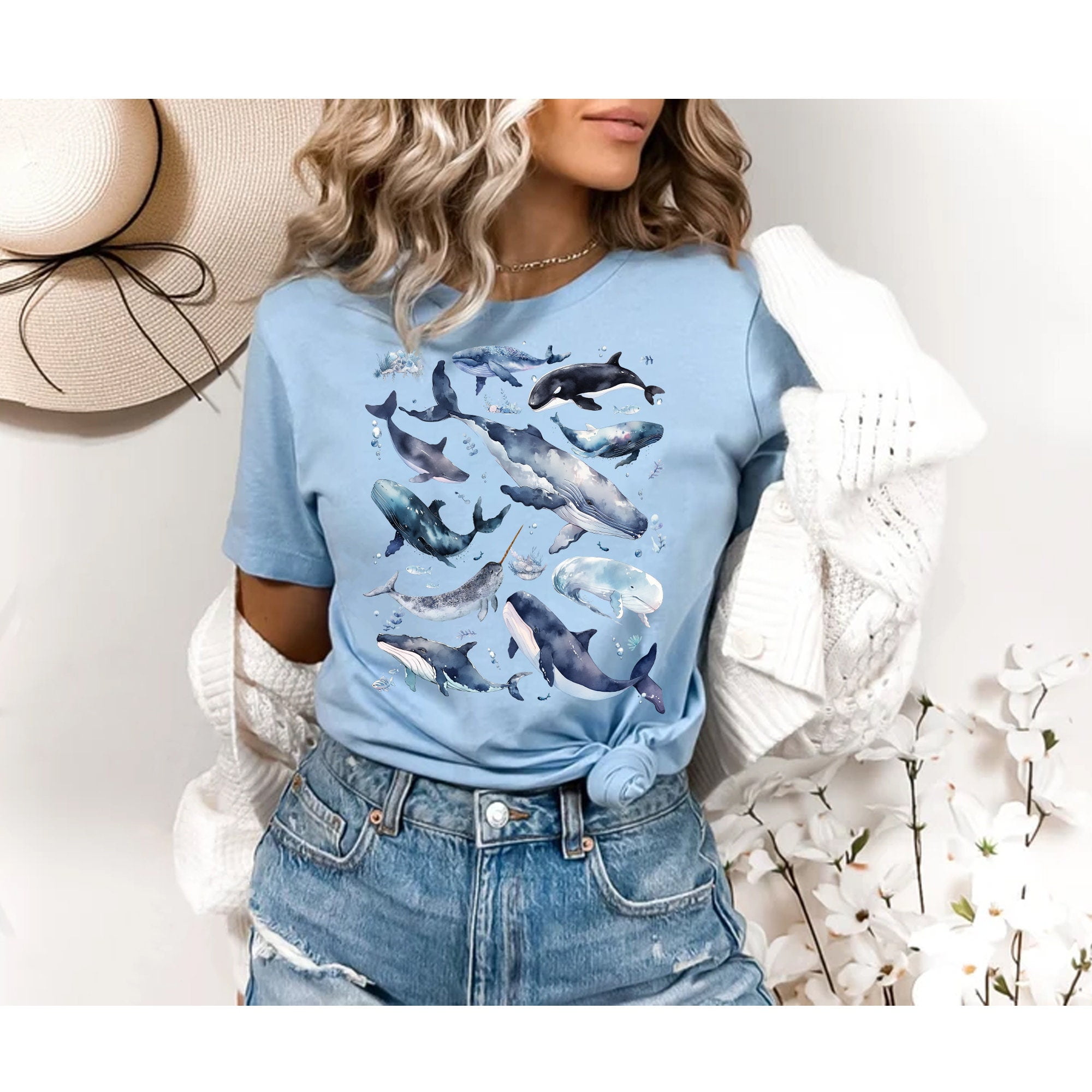 Whale Watercolor Shirt, Types of Whale Shirt, Cute Whales Shirt, Whales ...