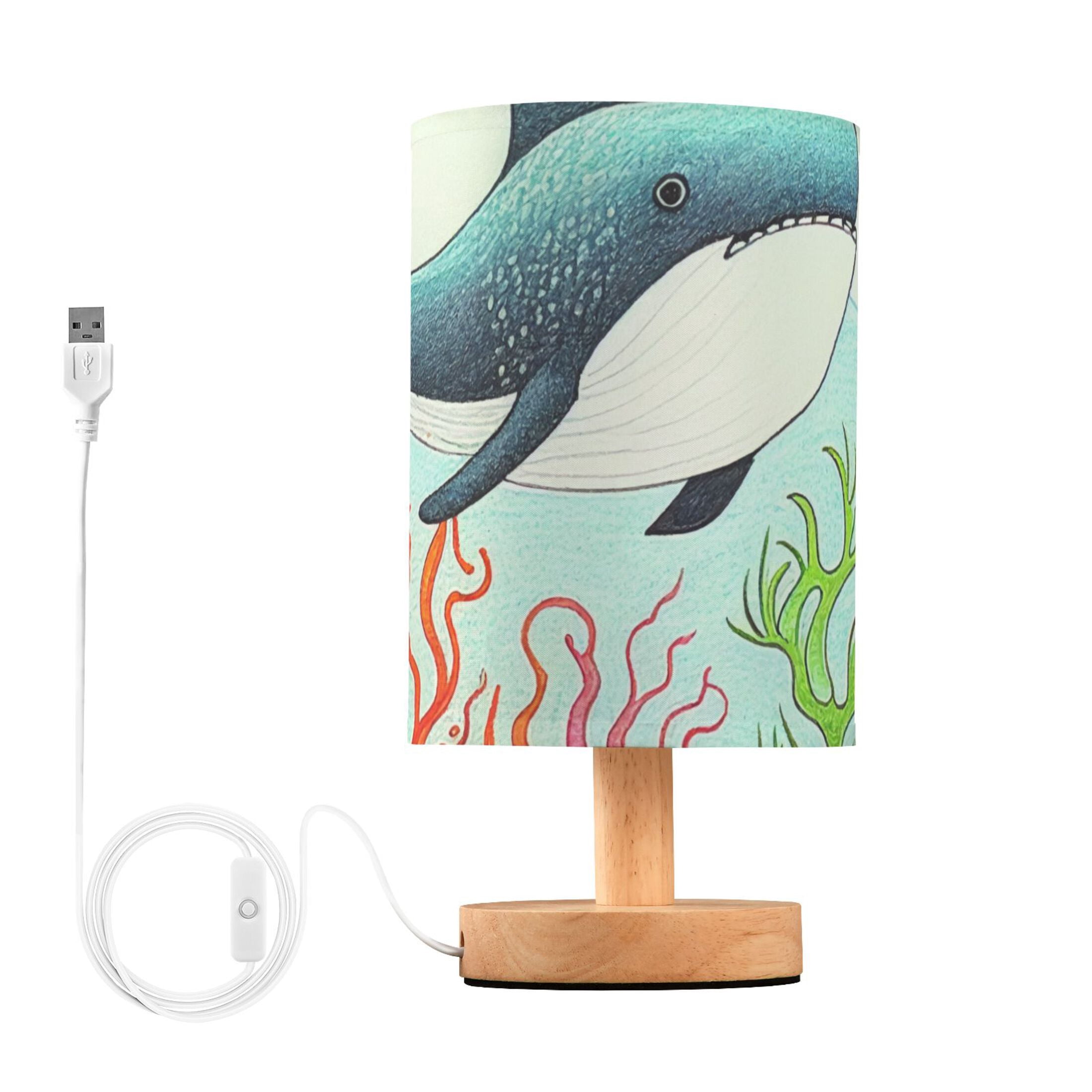Whale Waterweed Fish Table Lamp USB Bedside Desk Nightstand Lamp ...