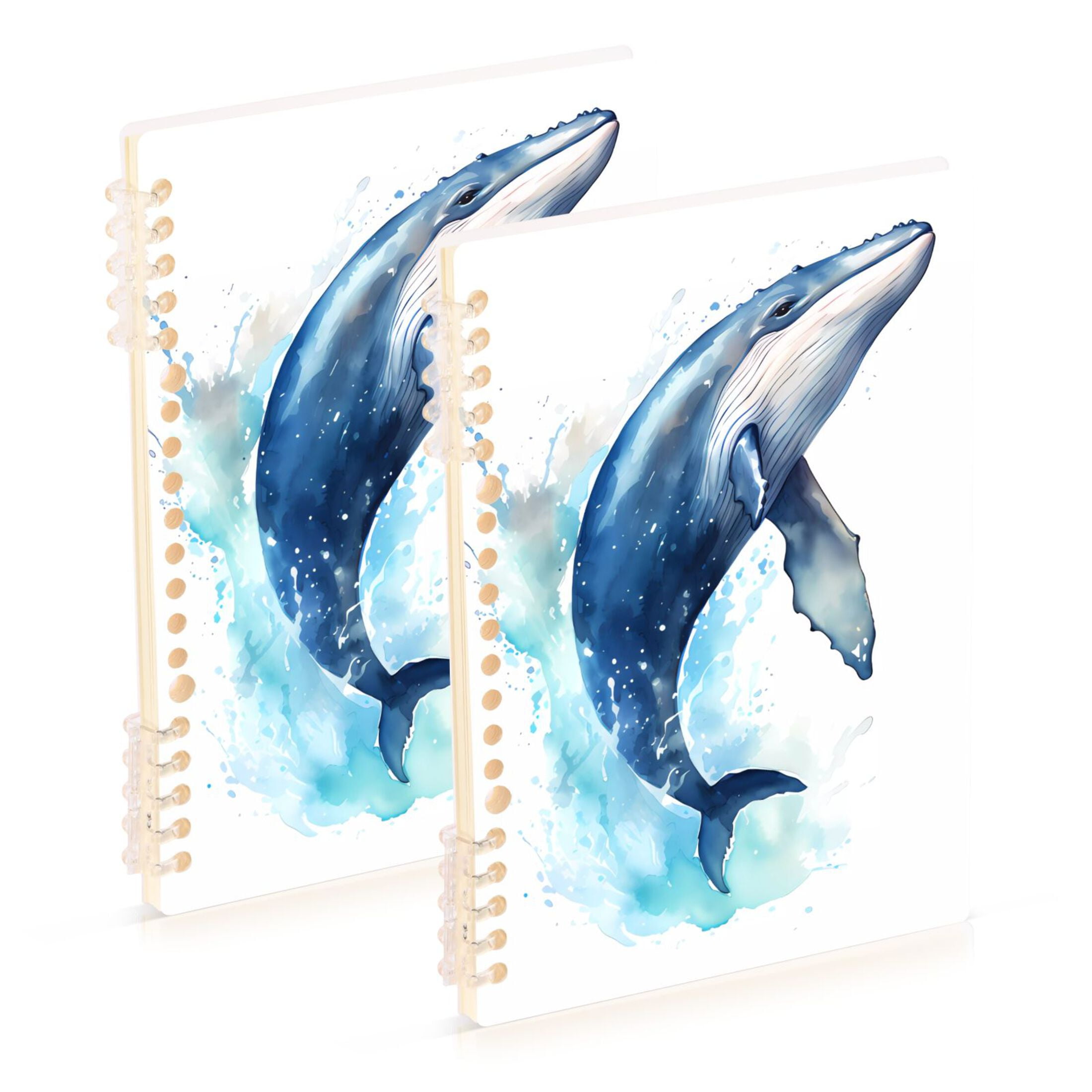 Whale Wave Ring Binder Notebook Journey Note Diary College Ruled Spiral ...