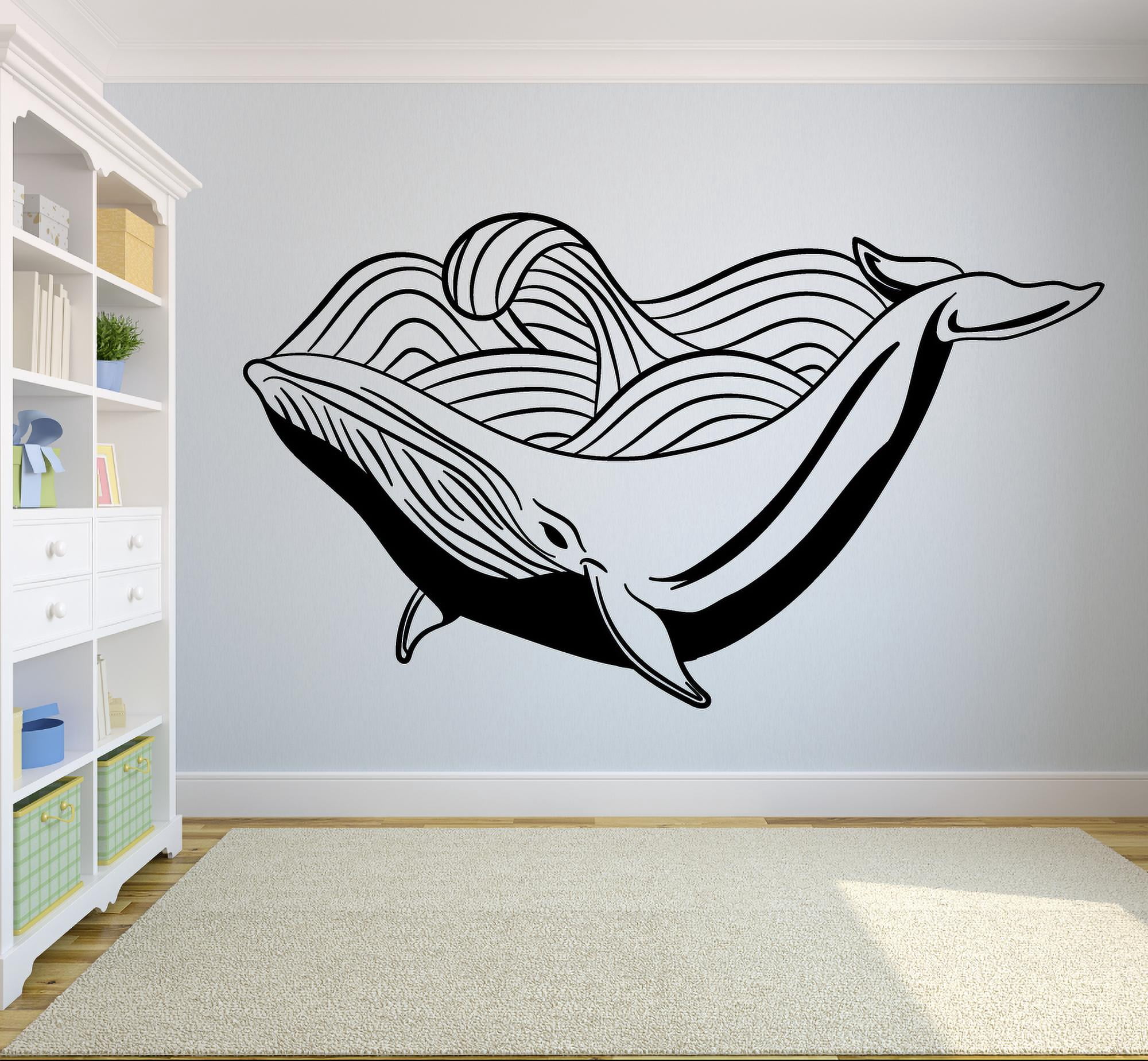 Whale Waves Swim Wave Whales Cute Sea Ocean Animal Wall Sticker Art ...