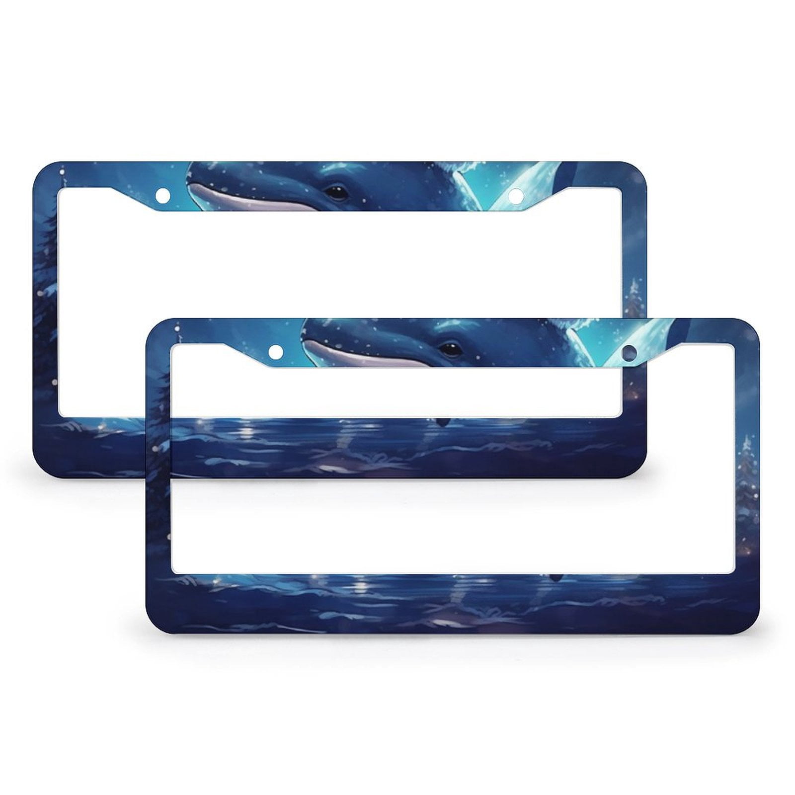 Whale Is Wearing Christmas Hat License Plate Cover 2 Pack Watercolor ...