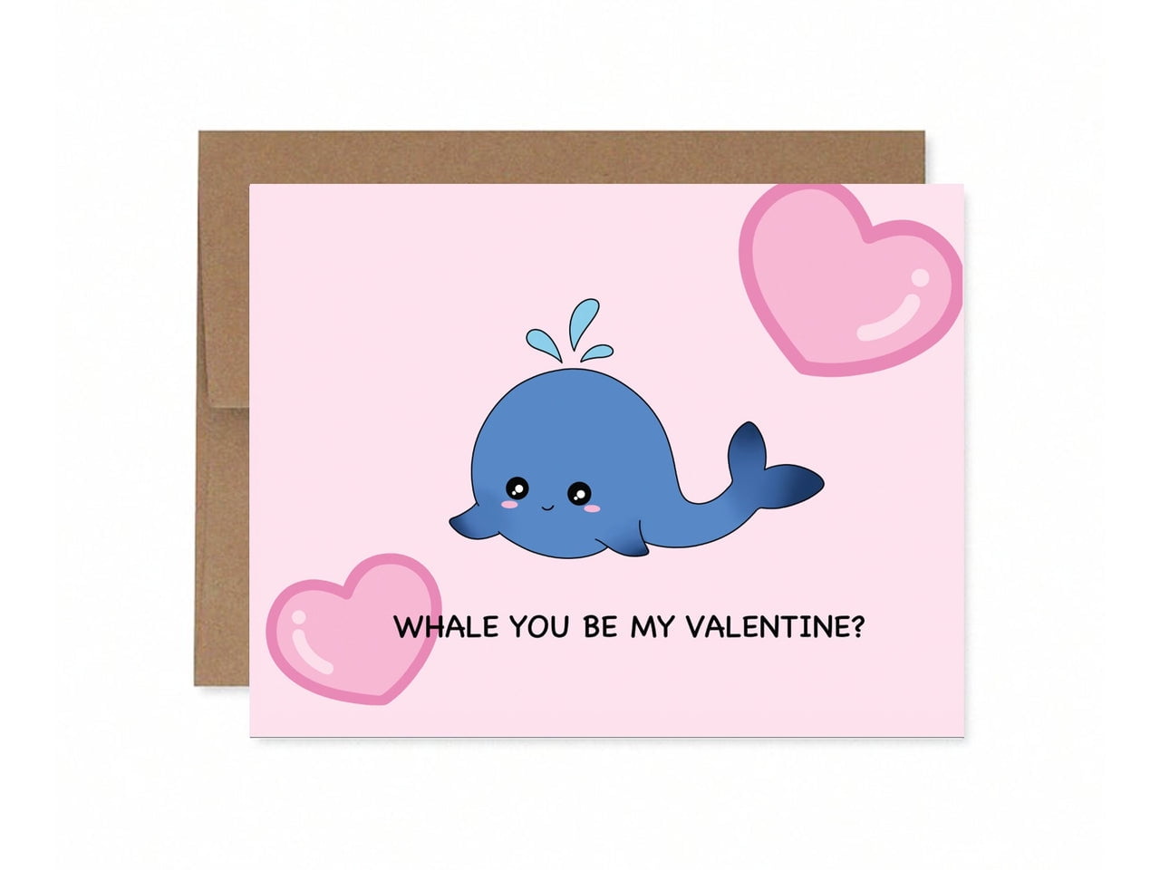 Whale You Be My Valentine? Cute Whale Cartoon Valentine's Day Card with ...