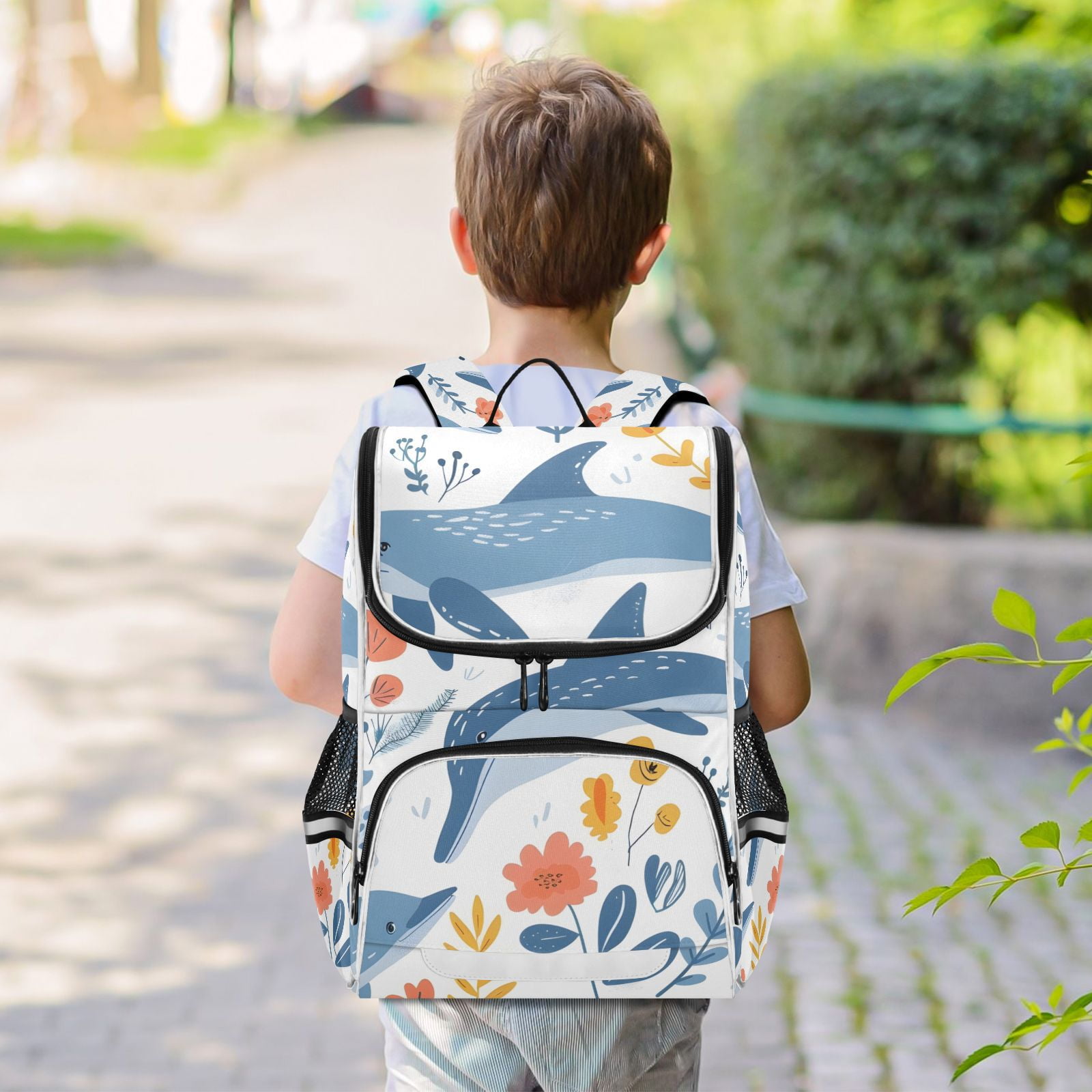 Whale and Grass Backpack Big Laptop Backpack Casual Daypack Quilted ...