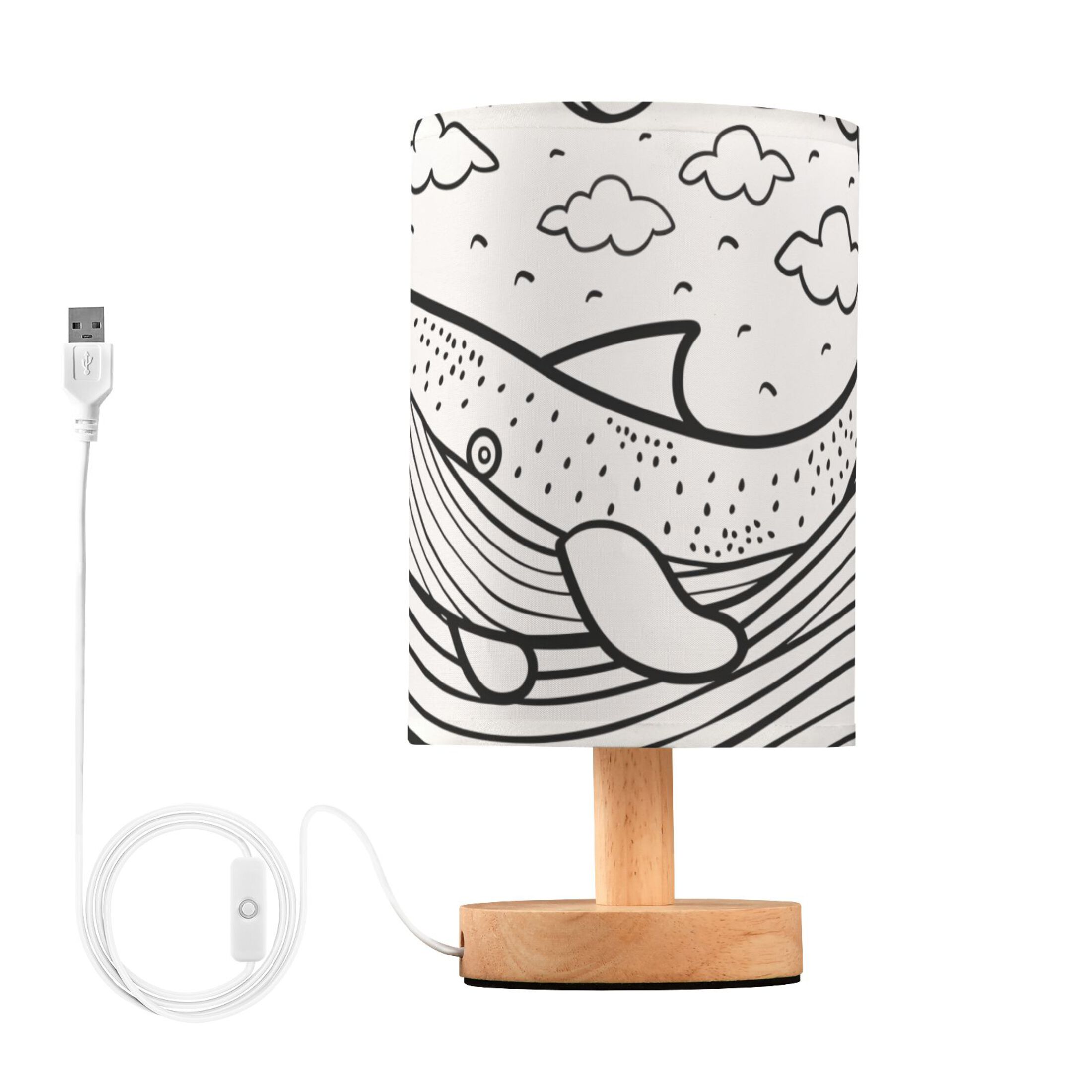 Whale and Ocean Waves Bedside Desk Lamp LED Table Nightstand Lamps Warm ...