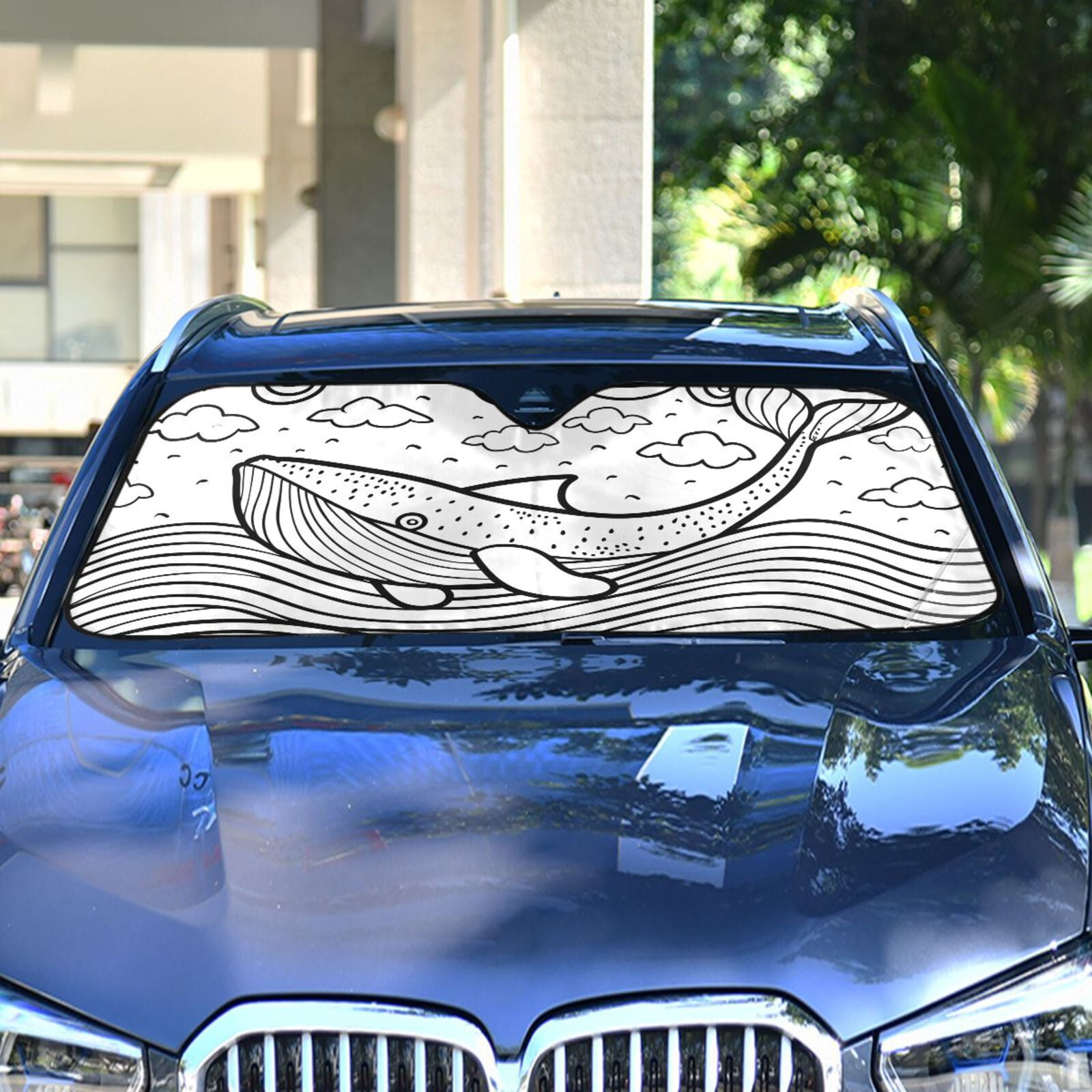 Whale and Ocean Waves Line Automotive Front Car Windshield Sun Shade ...