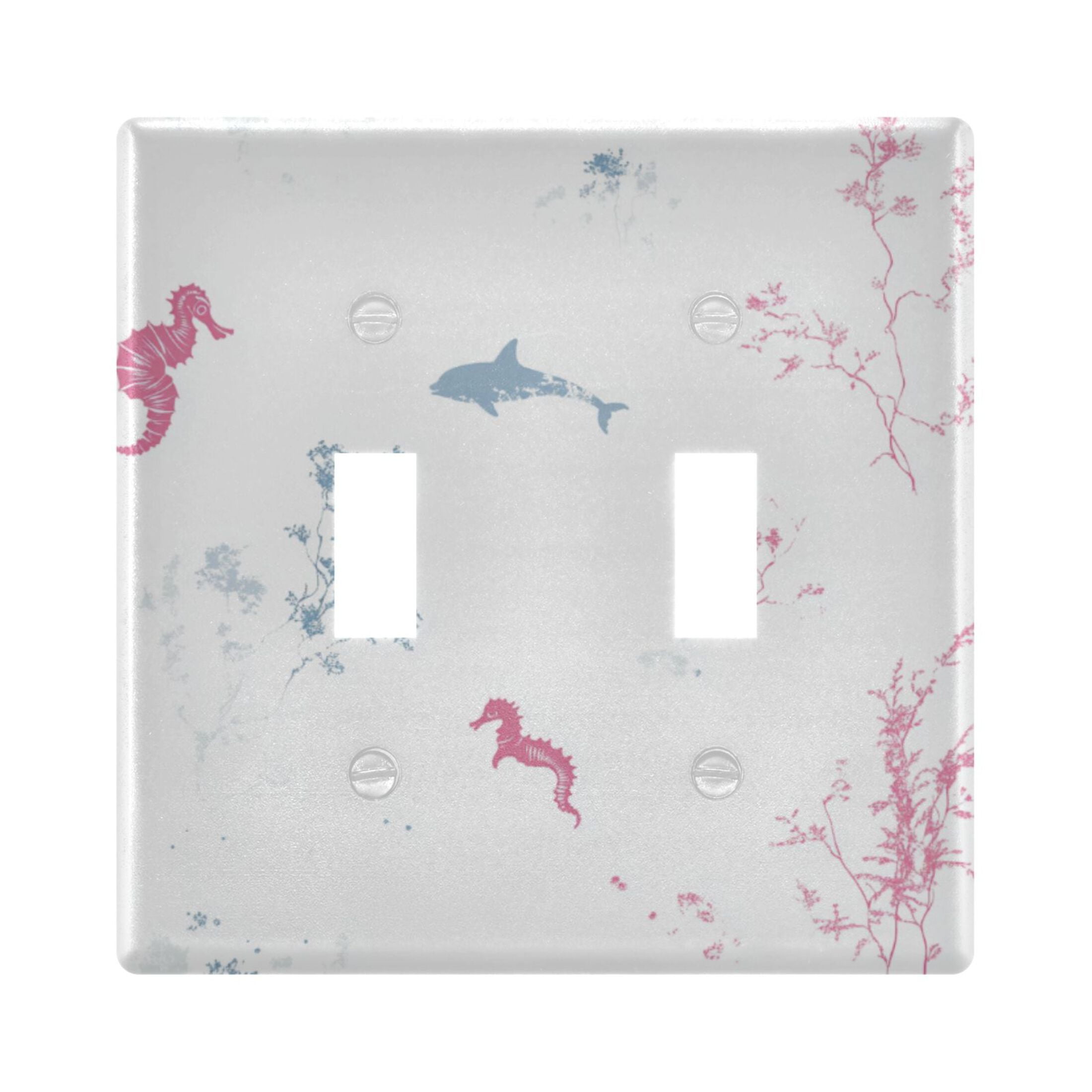 Whale and Seahorse Fireproof Switch Plate with Rounded Edges 2-Hole ...