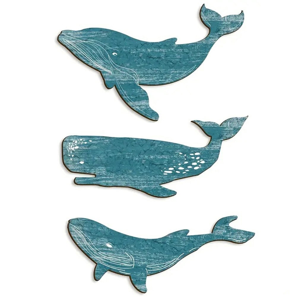 Whale for Shark Wall Art: Vintage Wooden Decor for Coastal Home Charm ...
