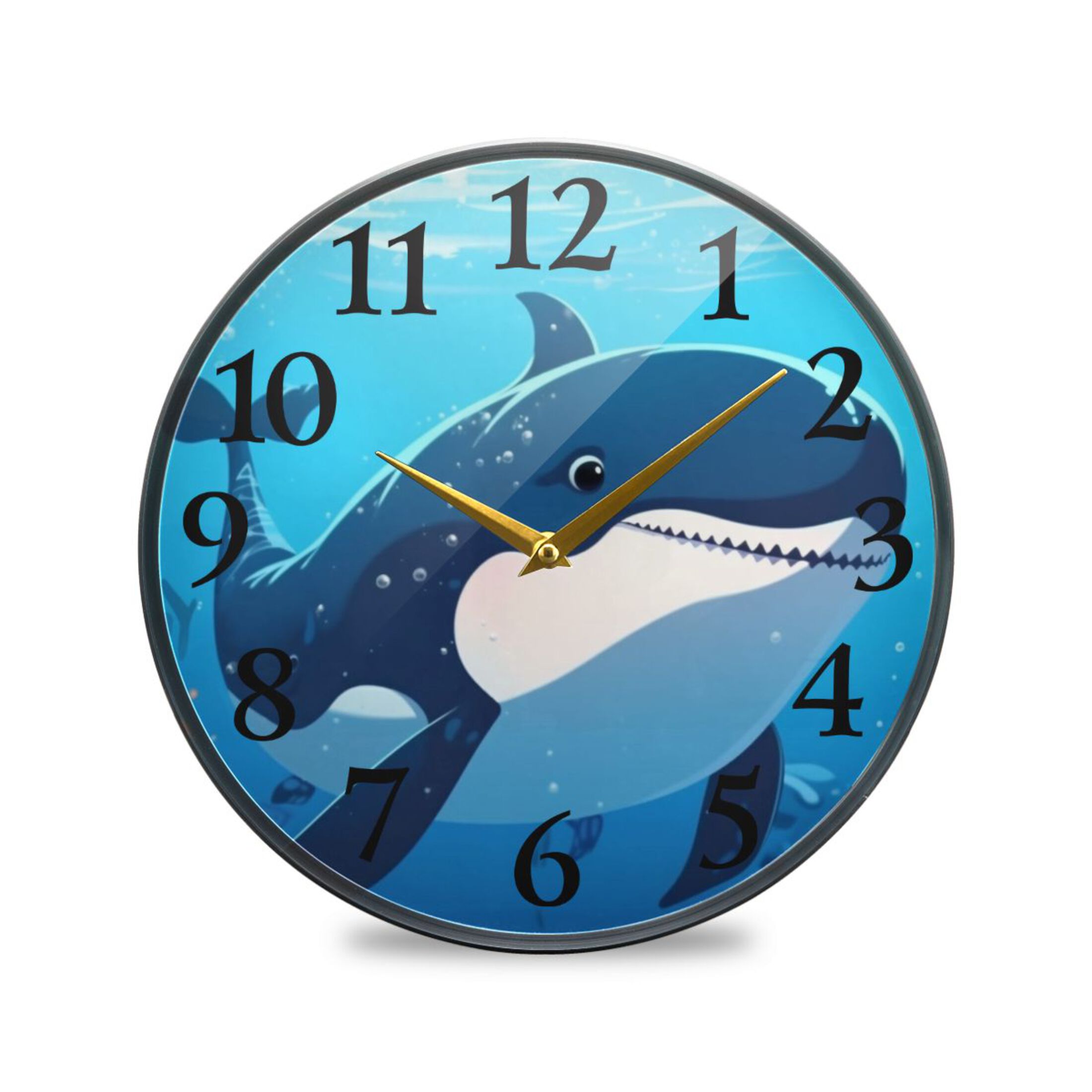 Whale in Sea Wall Clocks Battery Operated 9.5 Inch Round Clock Acrylic ...