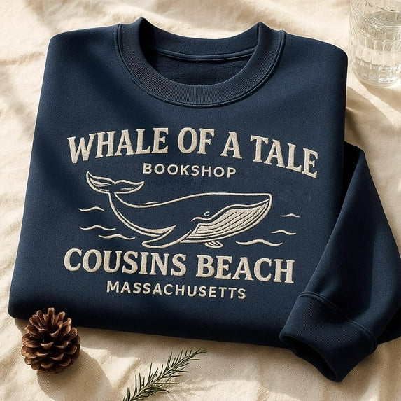 Whale of A Tale Bookshop Embroidered shirt, Cousins Beach sweatshirt ...