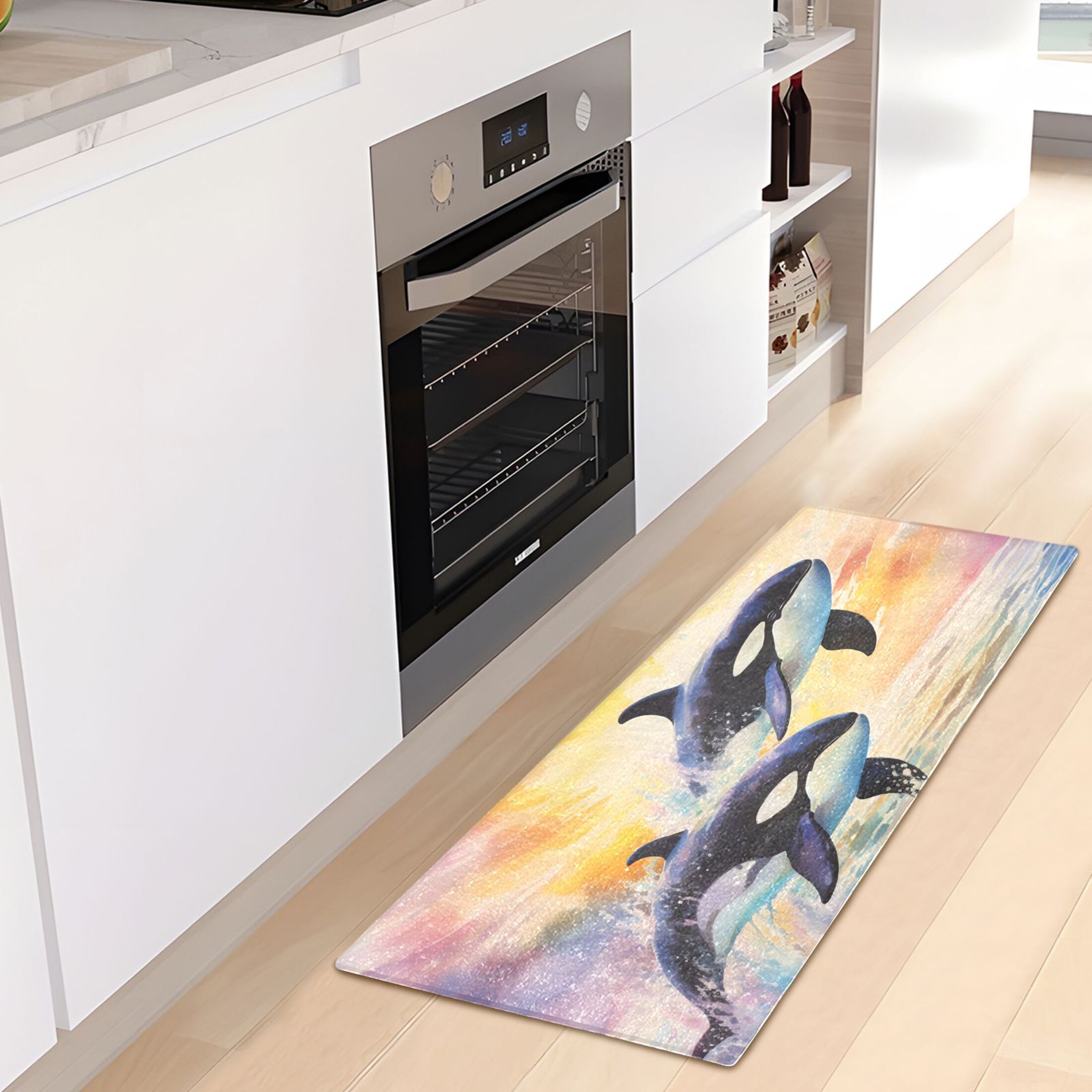 Whale on Water Luxury Kitchen Rug Non Slip Bathroom Plush Mat Shaggy ...