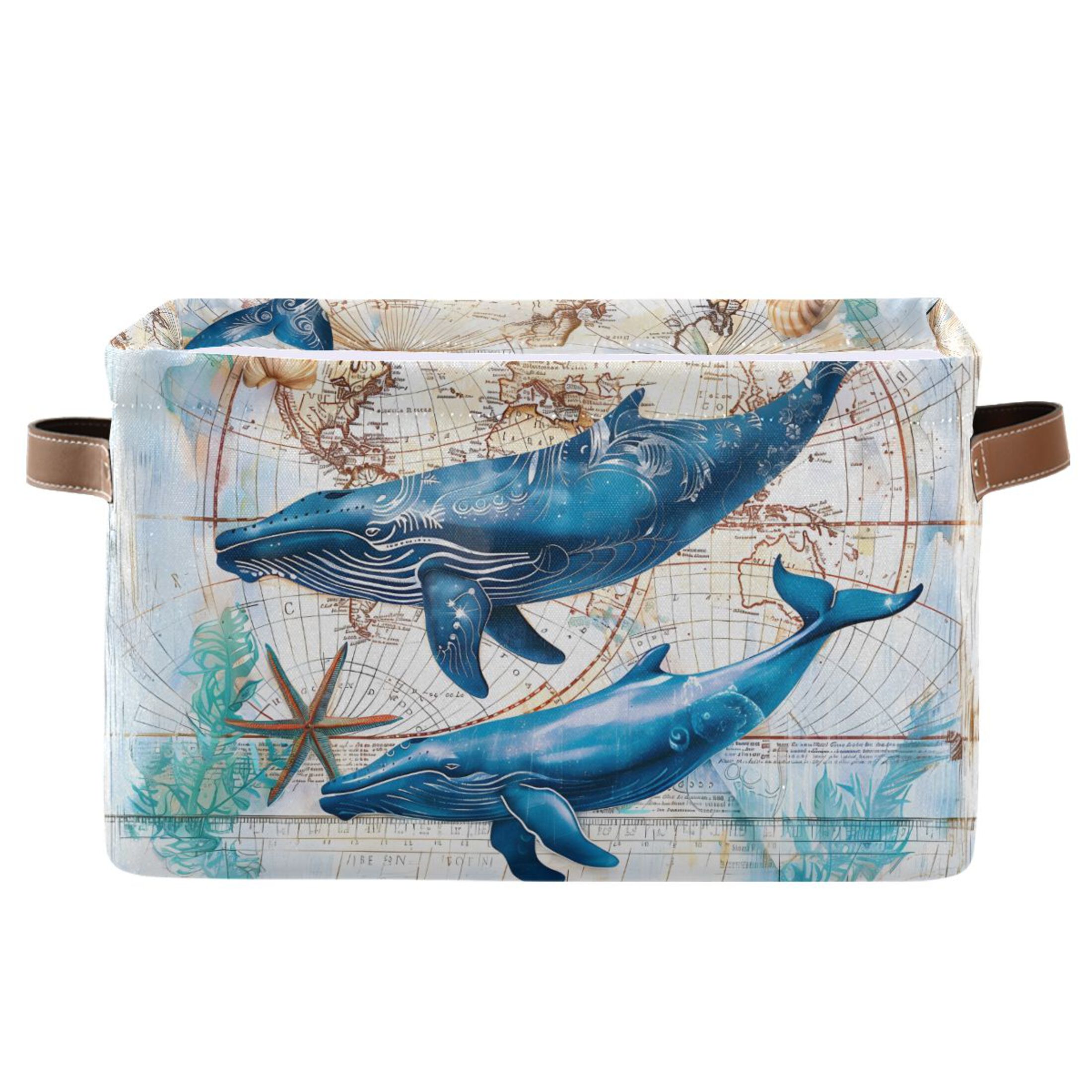 Whale with World Map Storage Basket Large Bin Laundry Boxes Toys ...