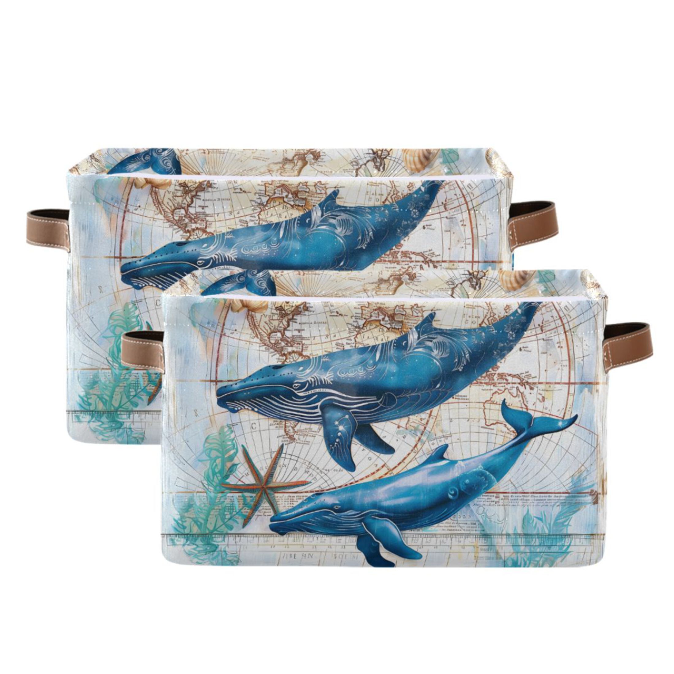 Whale with World Map Storage Basket Large Bin Laundry Boxes Toys ...